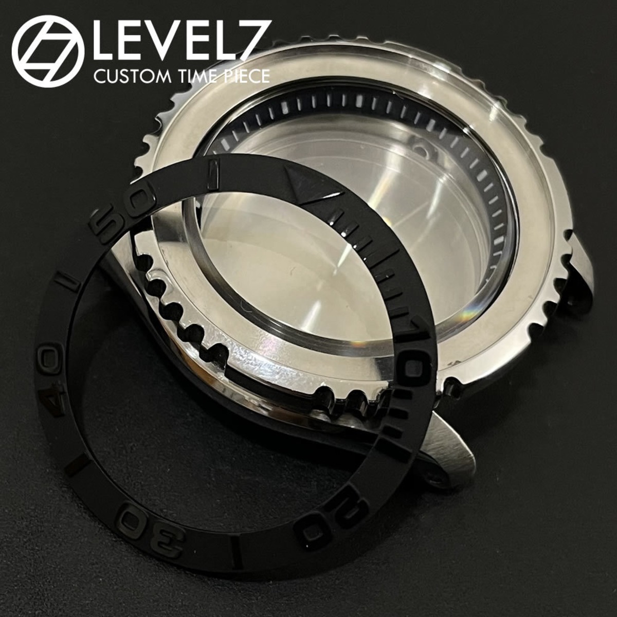 【スロープ型】【LVHA004】ベゼルインサート セラミック製 ブラック ヨットマスタータイプ MOD カスタム用パーツ LEVEL7 | LEVEL7