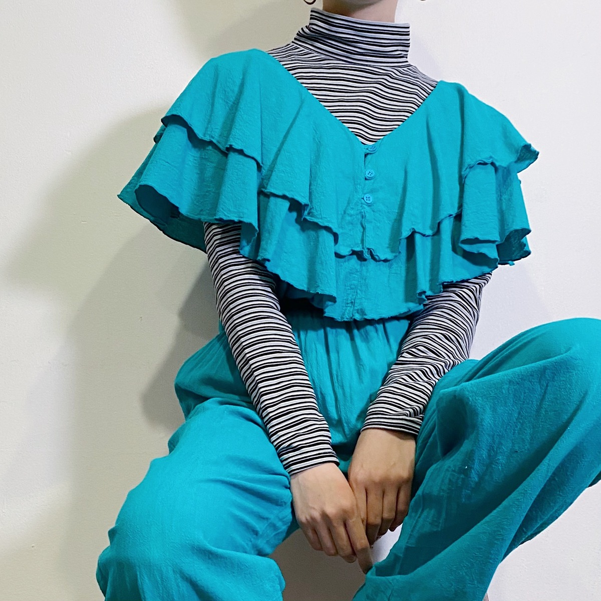 80s green frill jump suits | LEMON