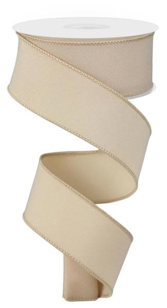 Craig Bachman Solid Diagonal Weave Wired Edge Ribbon、10ヤード（ライトベージュ、1.5 ...