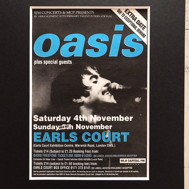1995/OASIS / EARLS COURT Live告知 A4額付き | woodmarquee
