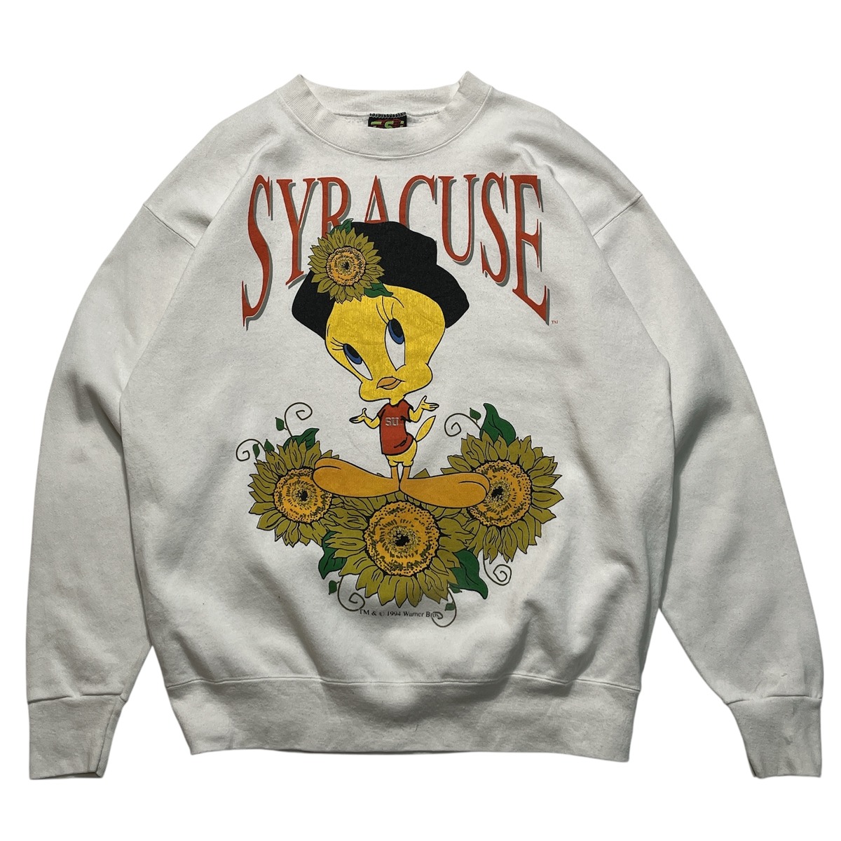 90’s Looney Tunes Tweety “SYRACUSE” Sweatshirt Off White L Made in USA ...