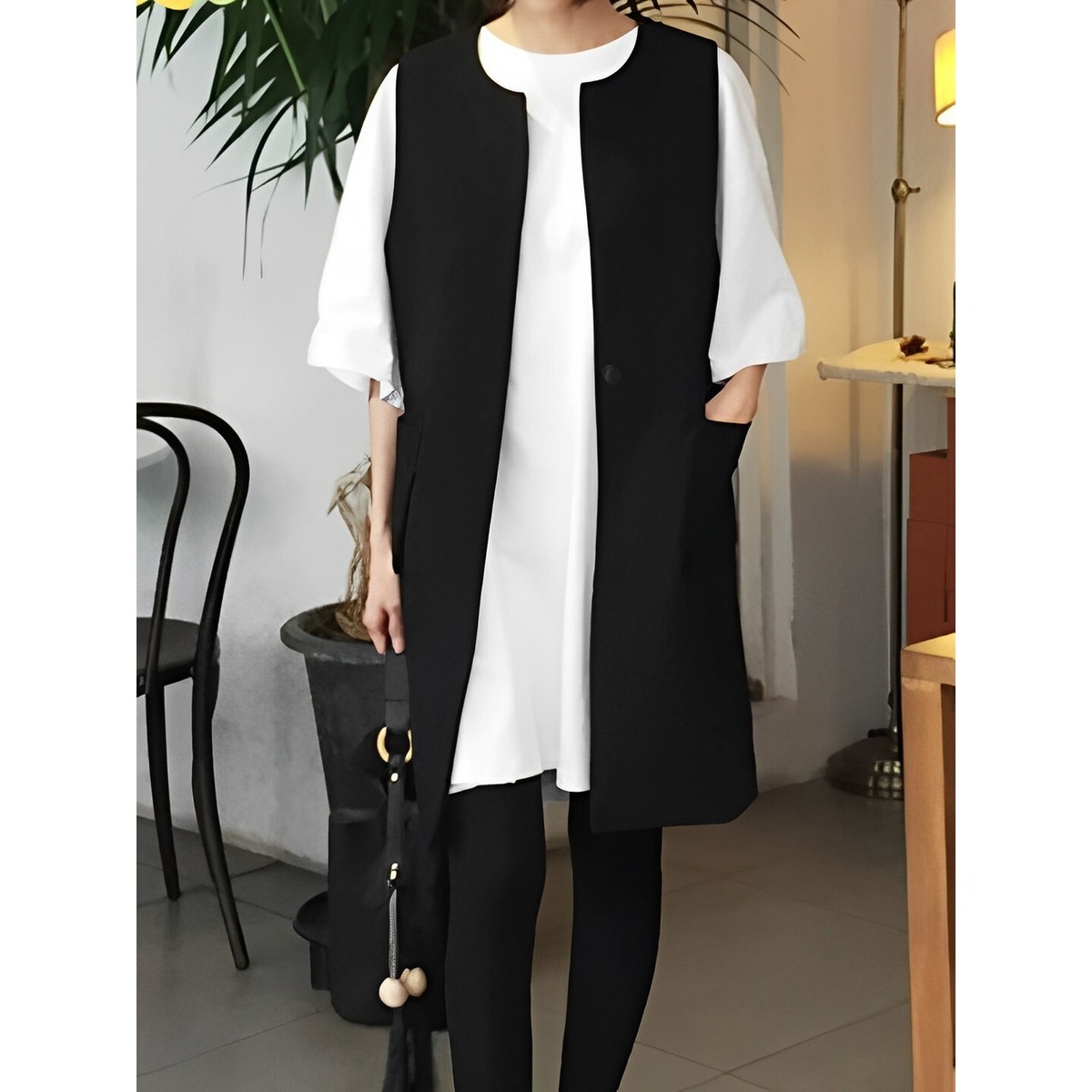 【XS-2XL】サイドボタンロングジレ 2color RA1057 | RACOLOR ┃ロカラ