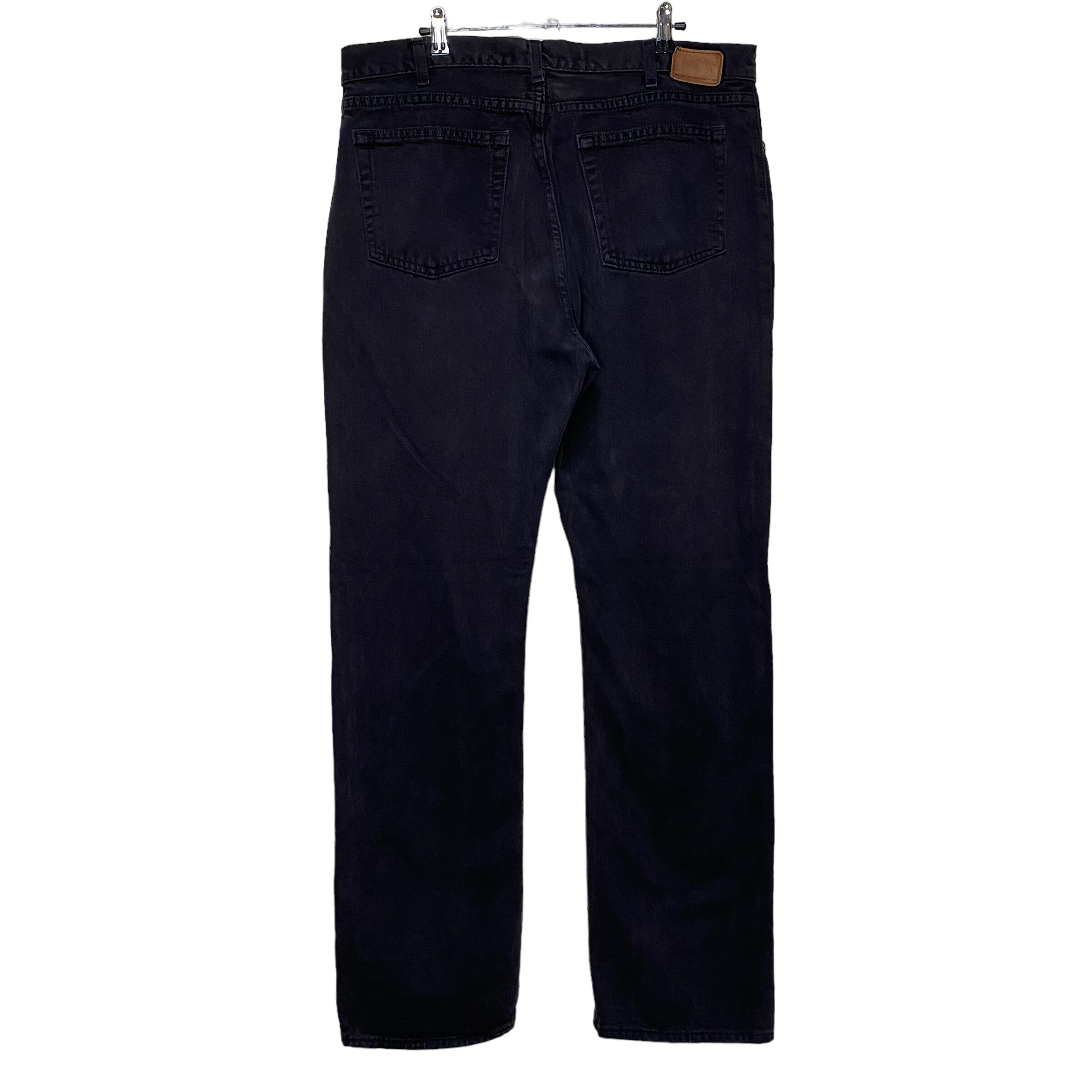 【W36×L30#裾上げ済み】GAP ブラックデニムパンツ コットン100% 革パッチ | 古着屋OLDGREEN