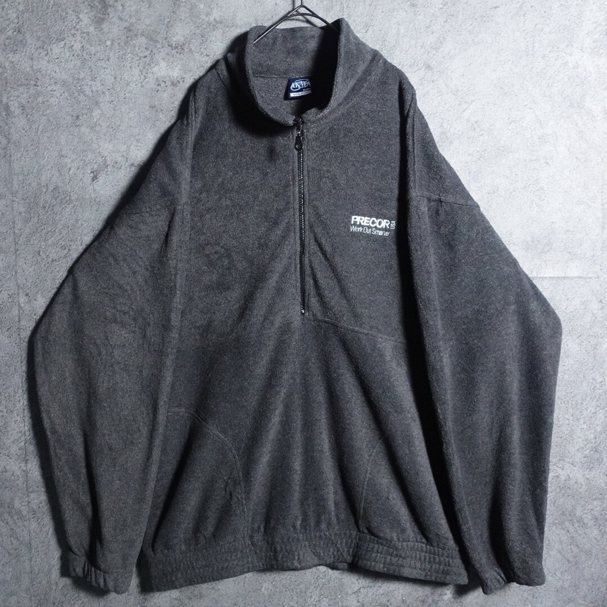 Gray embroidery half-zip fleece jacket | 古着屋 FORCE