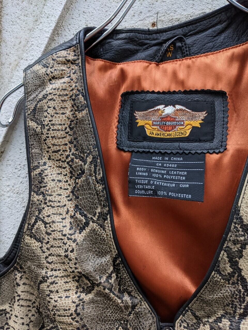 "HARLEY DAVIDSON" python leather vest vintage | 深緑オンライン