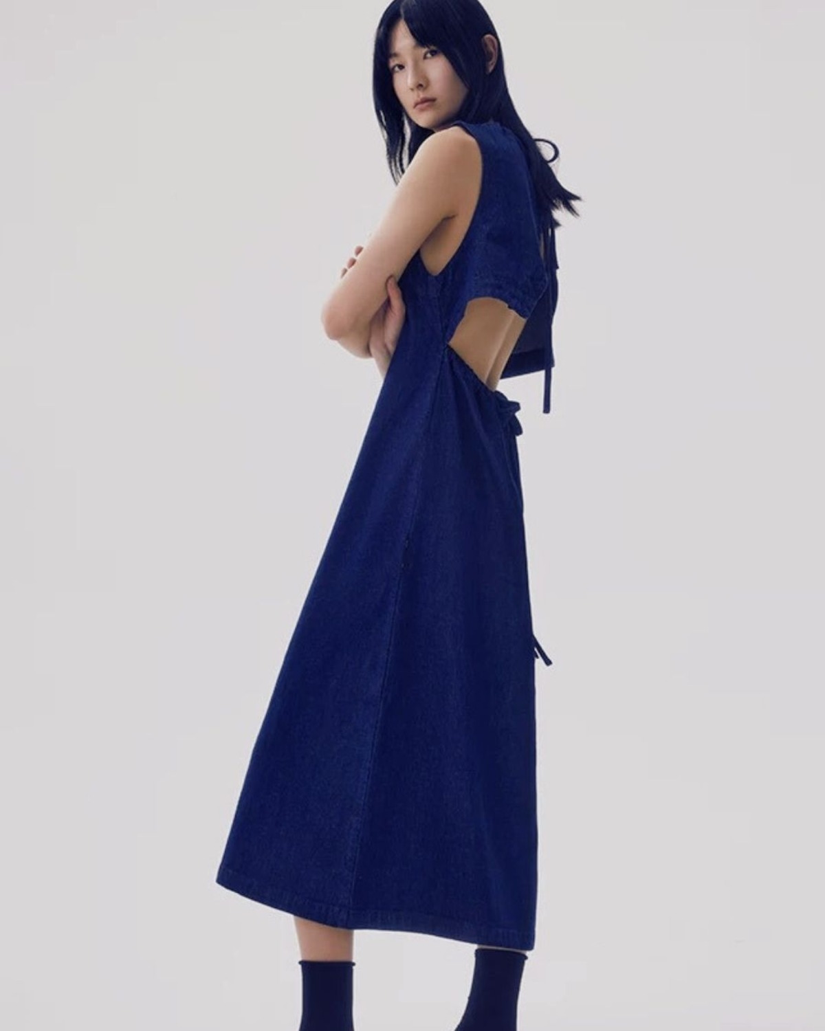 Back Open Denim Onepiece | anmay