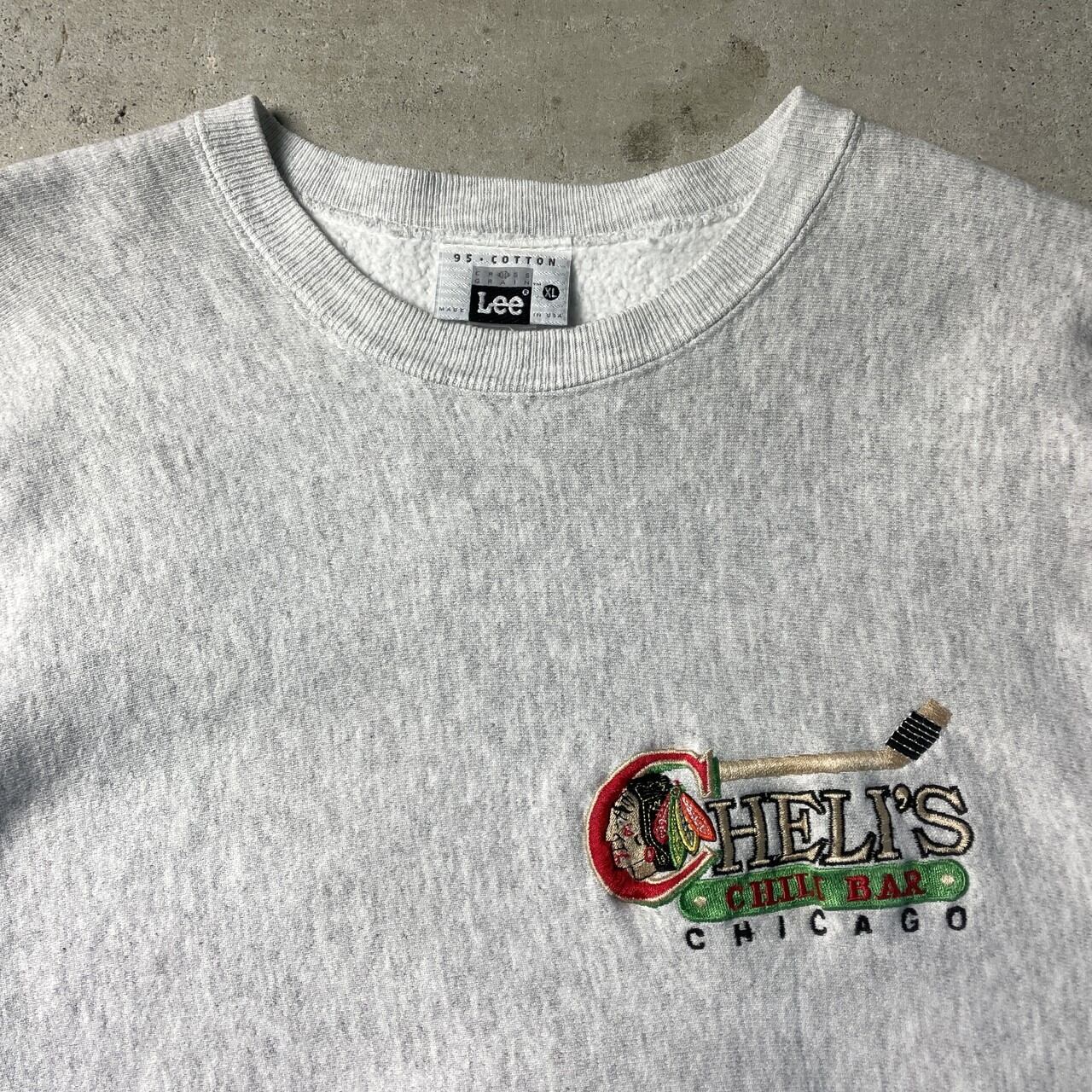 90年代 Lee リー USA製 CHELI'S CHILI BAR 企業ロゴ ワンポイントロゴ 刺繍 リバースウィーブタイプ スウェット ...