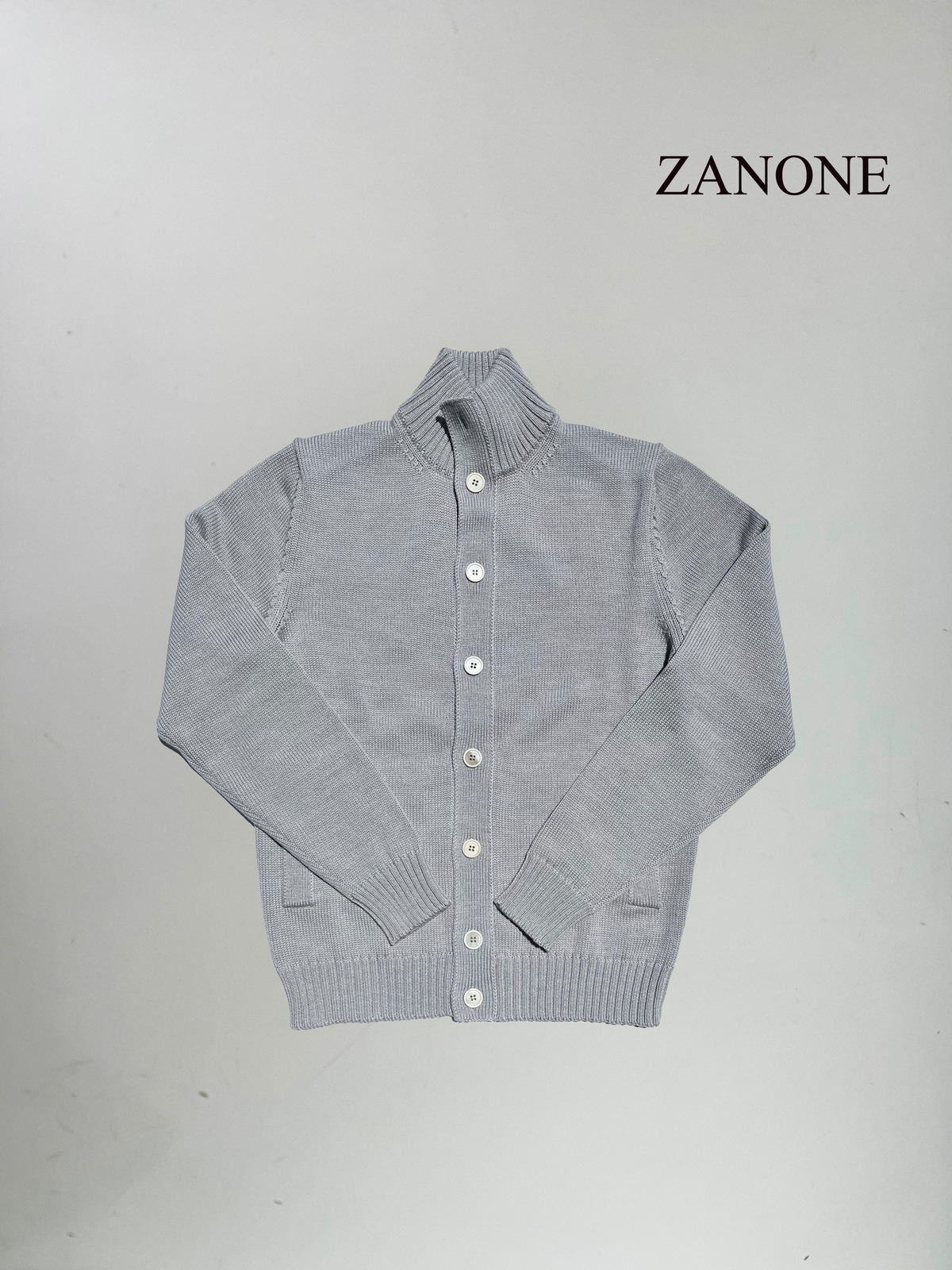 ZANONE（ザノーネ）CHIOTO（キョート）5ゲージ スタンドカラーニットカーディガン LIGHT GRAY（ライトグレー） | Leone