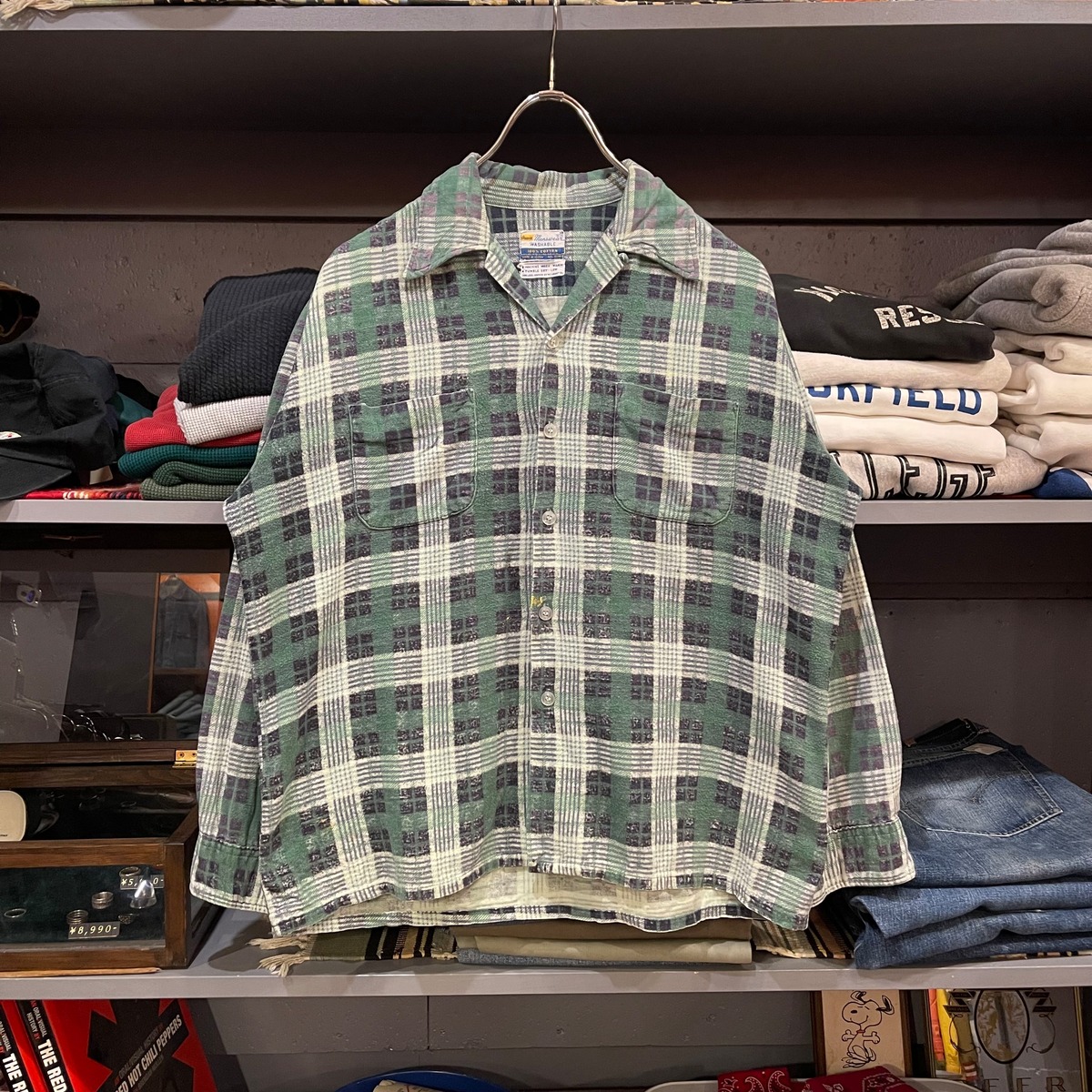 70s L/S Open Collar Print Flannel Shirt | VOSTOK