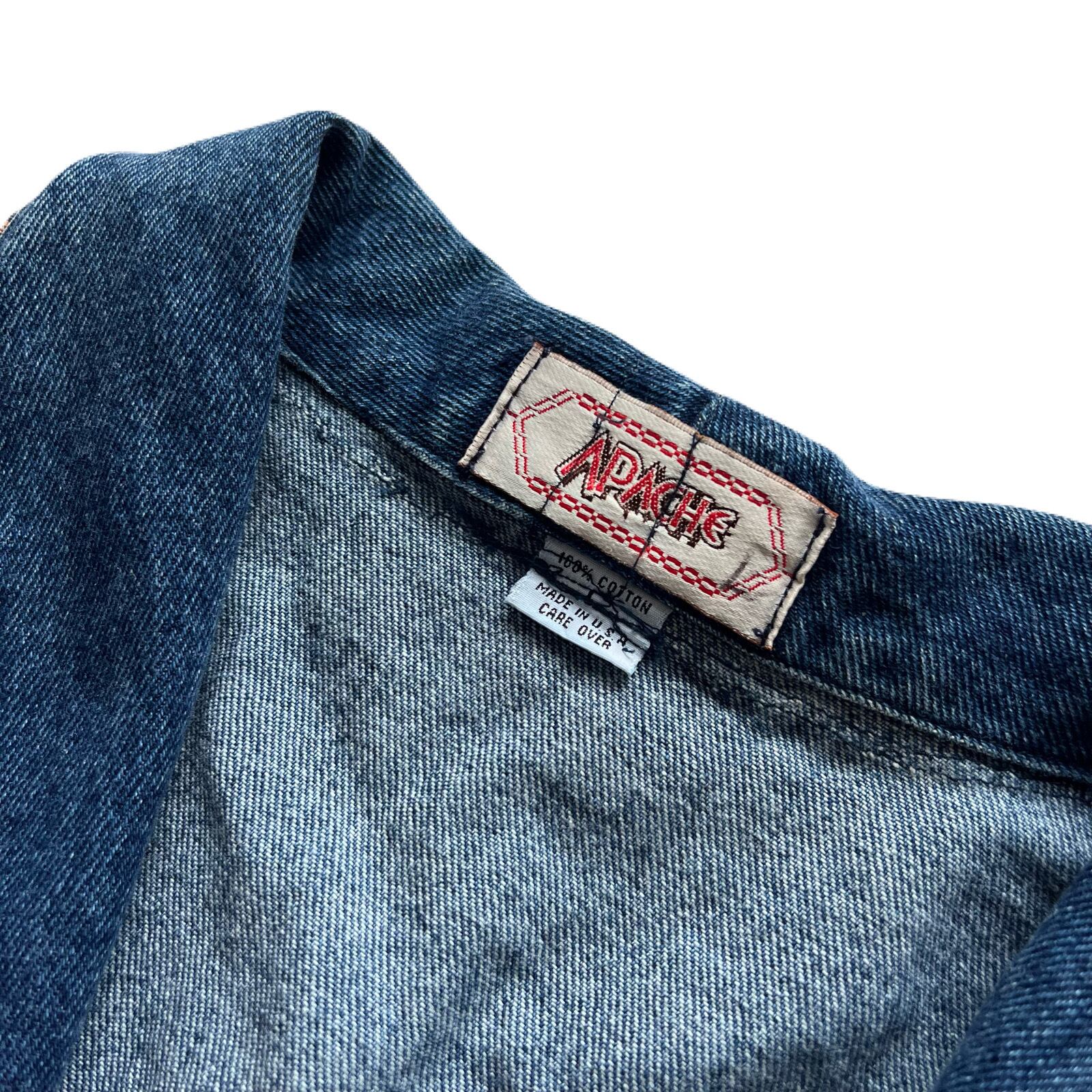 90s "apache" denim jacket "made in usa" "size L" | soi_vintage