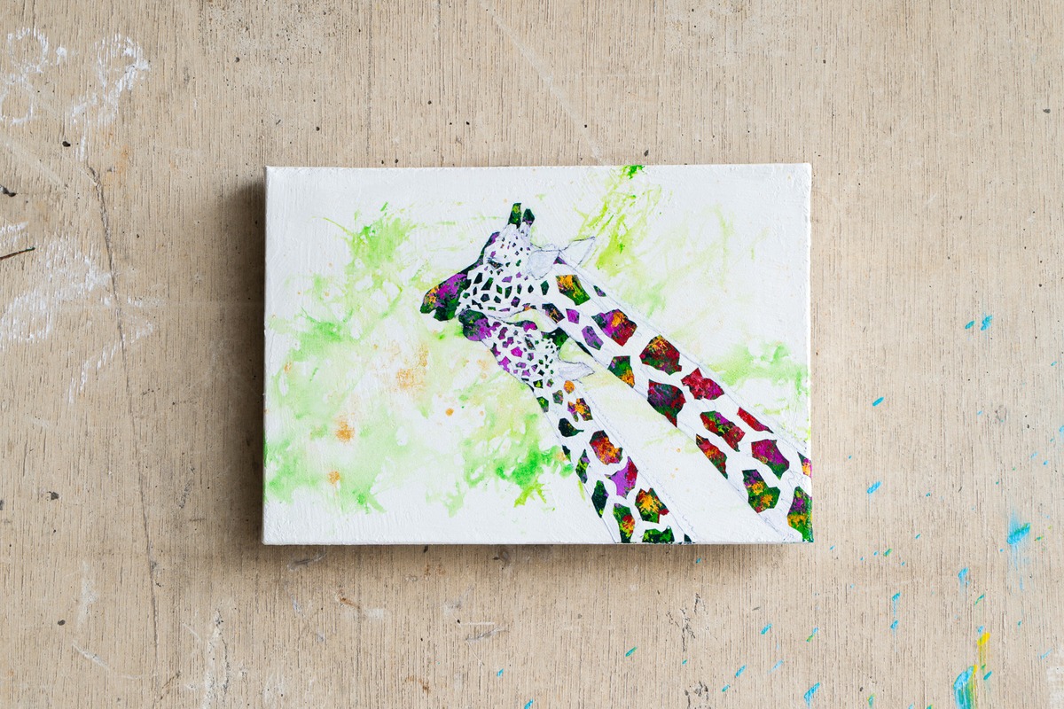 YUSUKE FUKUDA 原画 No.5004 『僕等の重なる記憶が愛おしい。この街に咲く花を宿したGIRAFFE couple ...