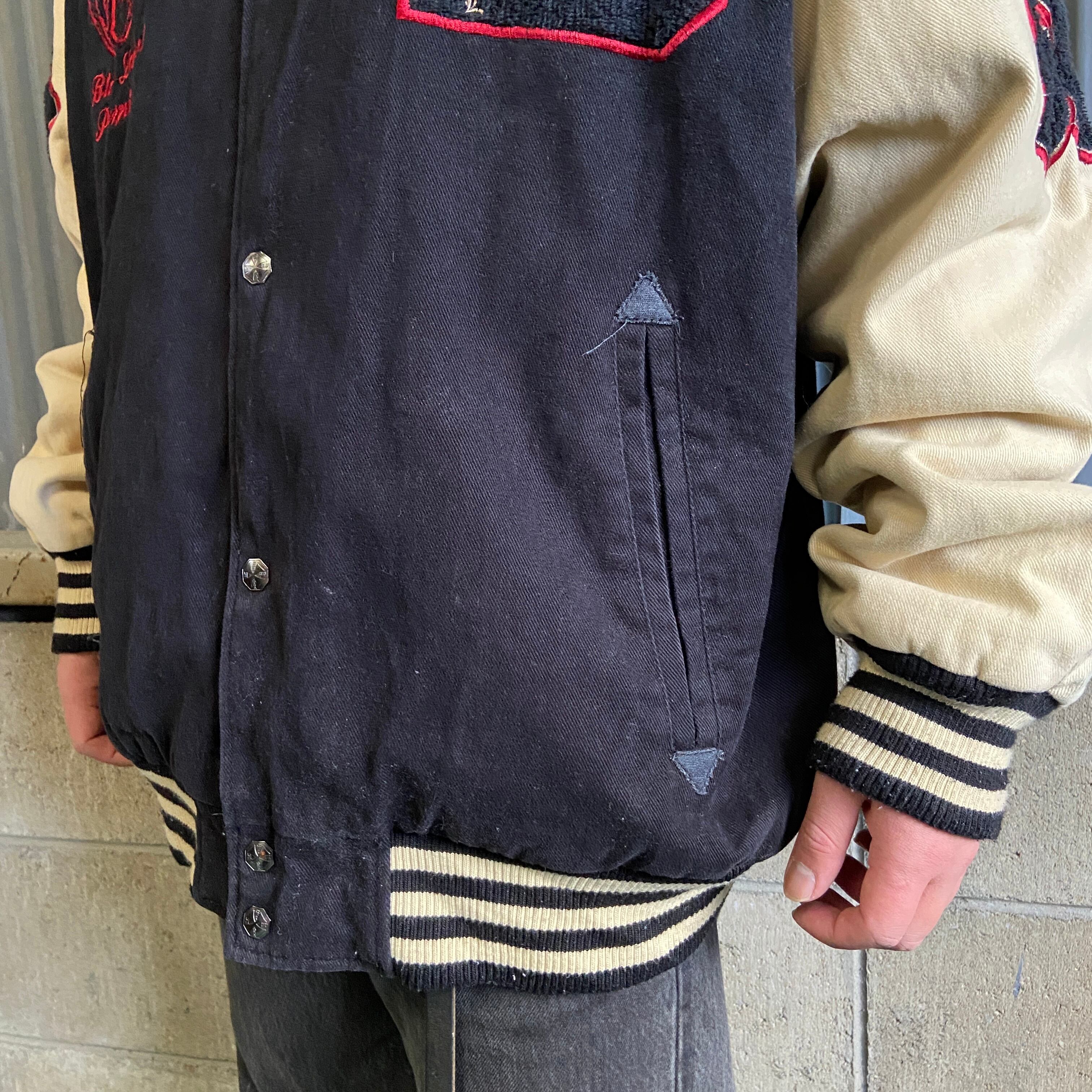 ビッグサイズ blar label Premium スタジャン アワードジャケット メンズ2XL 古着 コットンツイル 刺繍 ワッペン 大きい ...