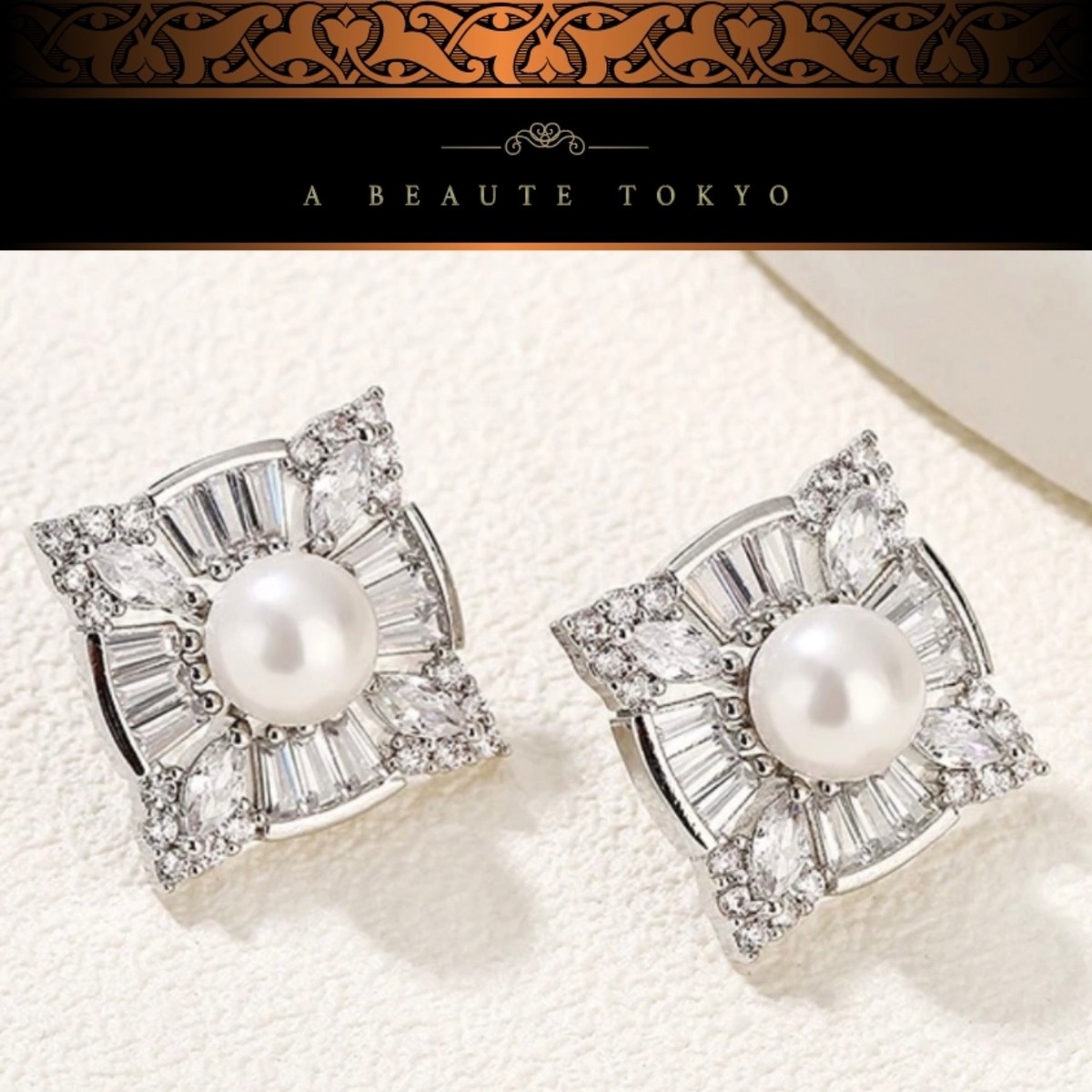 新品 輝き保証 スクエア 天然パール ピアス SONAダイヤモンド シルバー silver925 ジュエリーポーチ 保証書 レディース モアサナイト CZ プレゼント ギフト | 【A ...