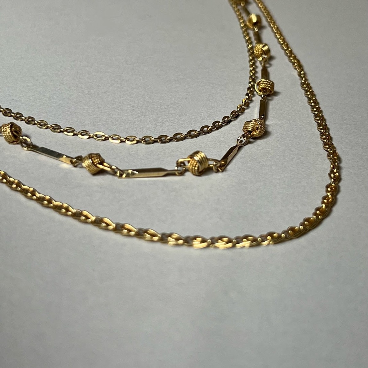 ロング チェーン ノット 3連 ネックレス 《N-0101》 | ModernLoop ユーズドアクセサリー専門店