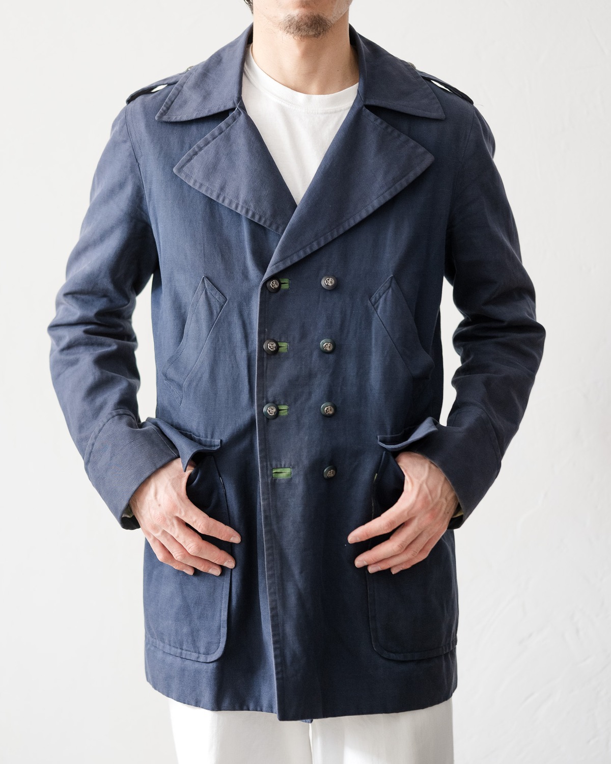 [Late 90's - Early 00's] "ARNYS PARIS" Cotton Linen Officer Jacket ...