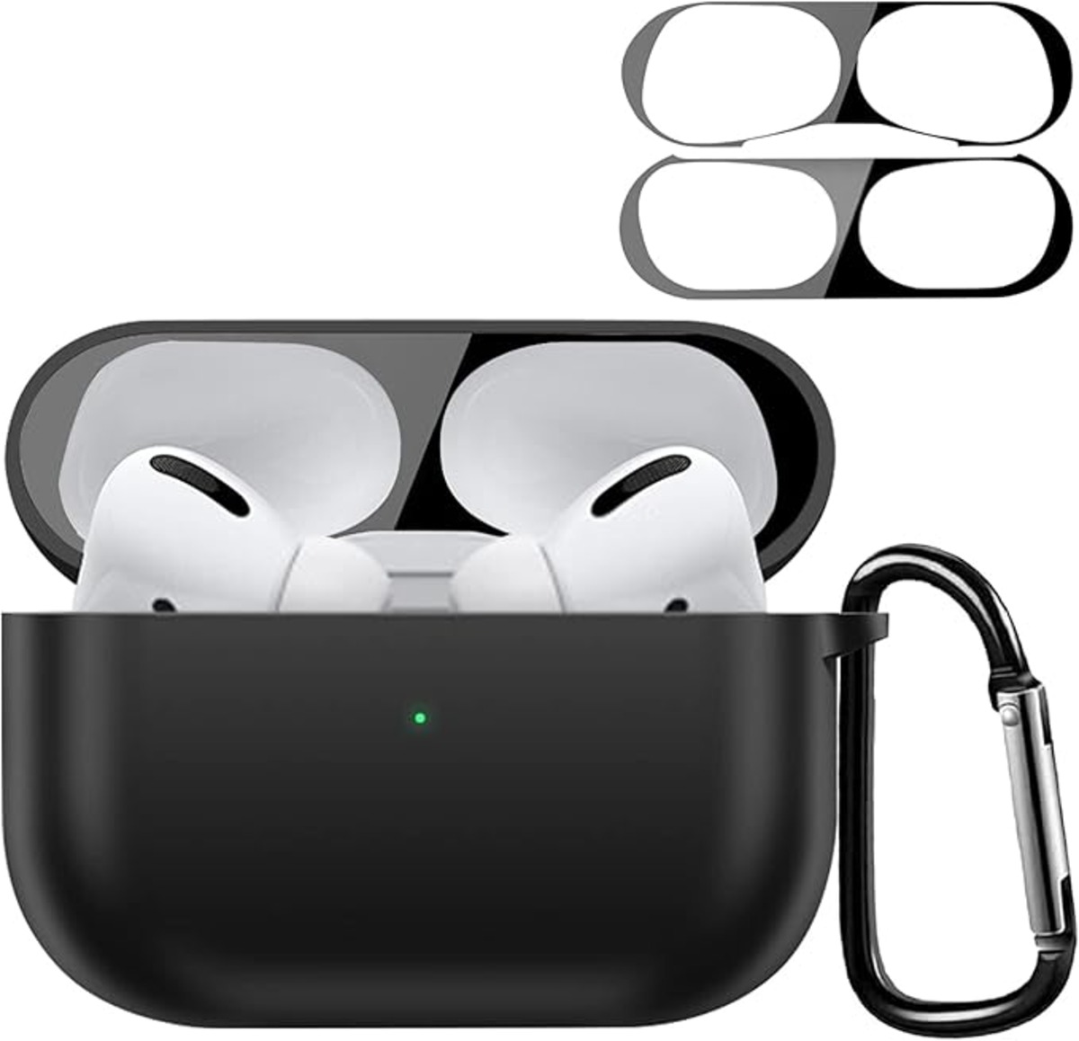YAODLE AirPod pro ケース【ダストガード付き（ブラック）】 Airpods pro case シリコン素材 ワイヤレス充電可能 ...