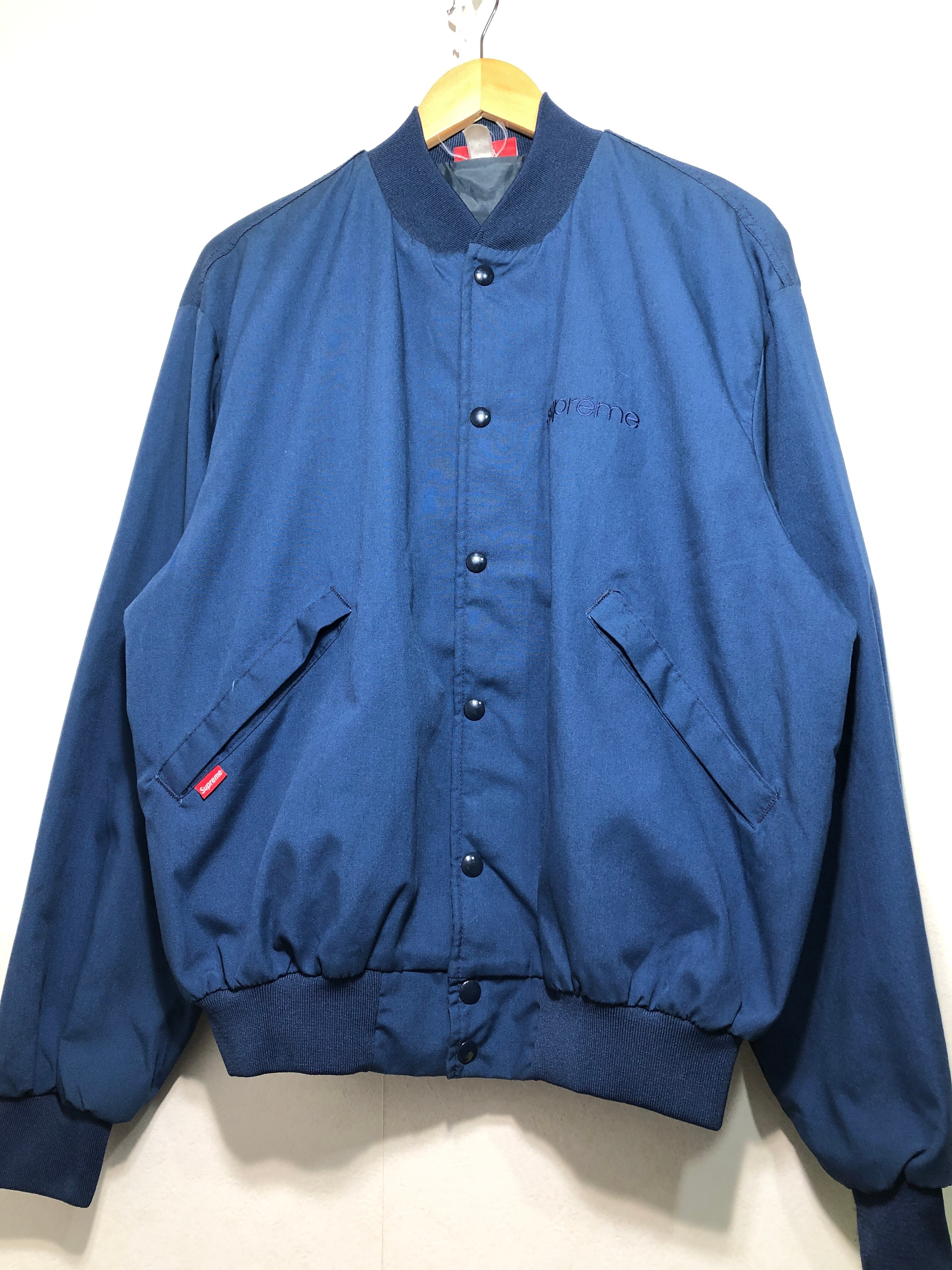 031171 SUPREME 90s classic logo snap front jacket ジャケット ネイビー シュプリーム ...