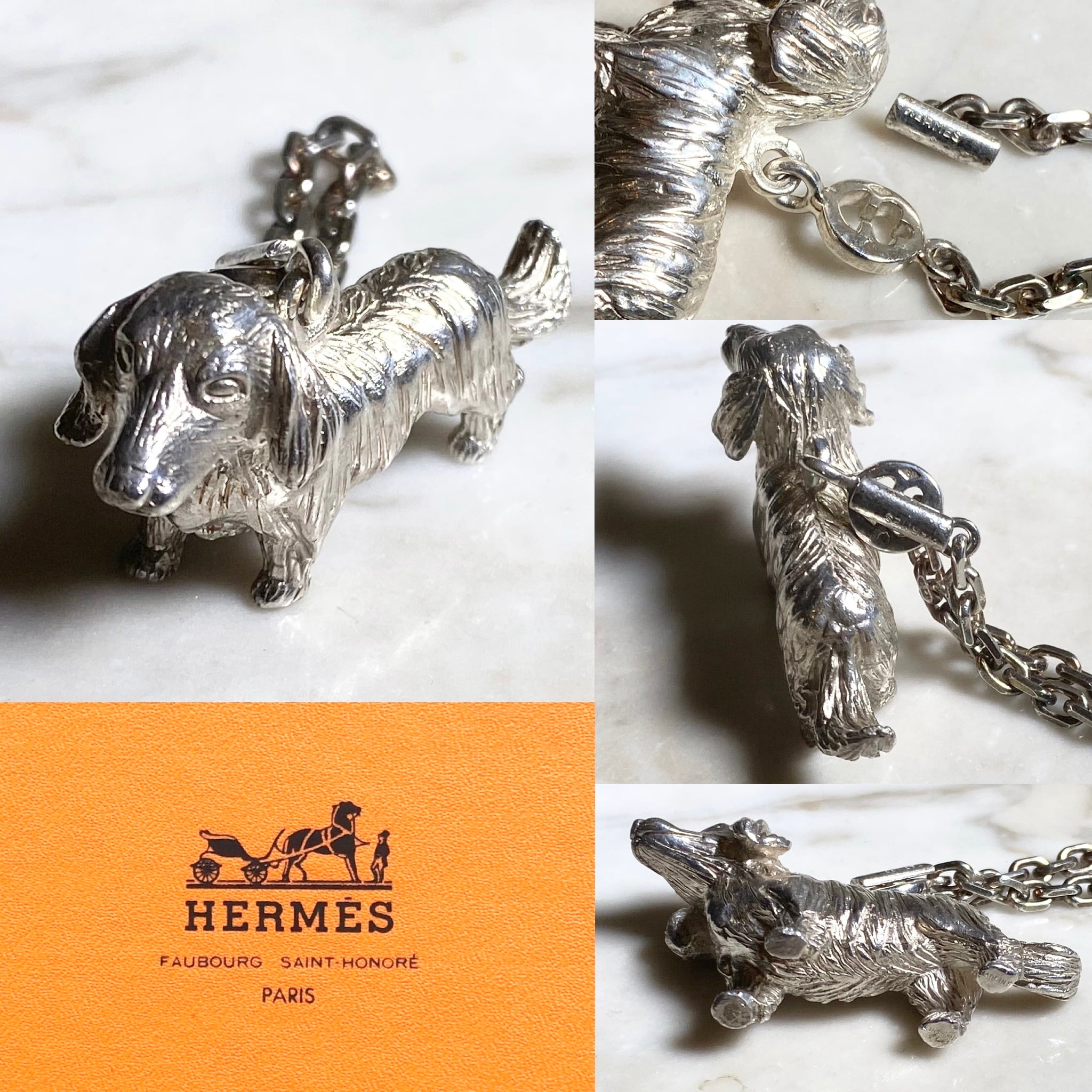 vintage HERMES silver key-chain “dachshund” | NOIR ONLINE