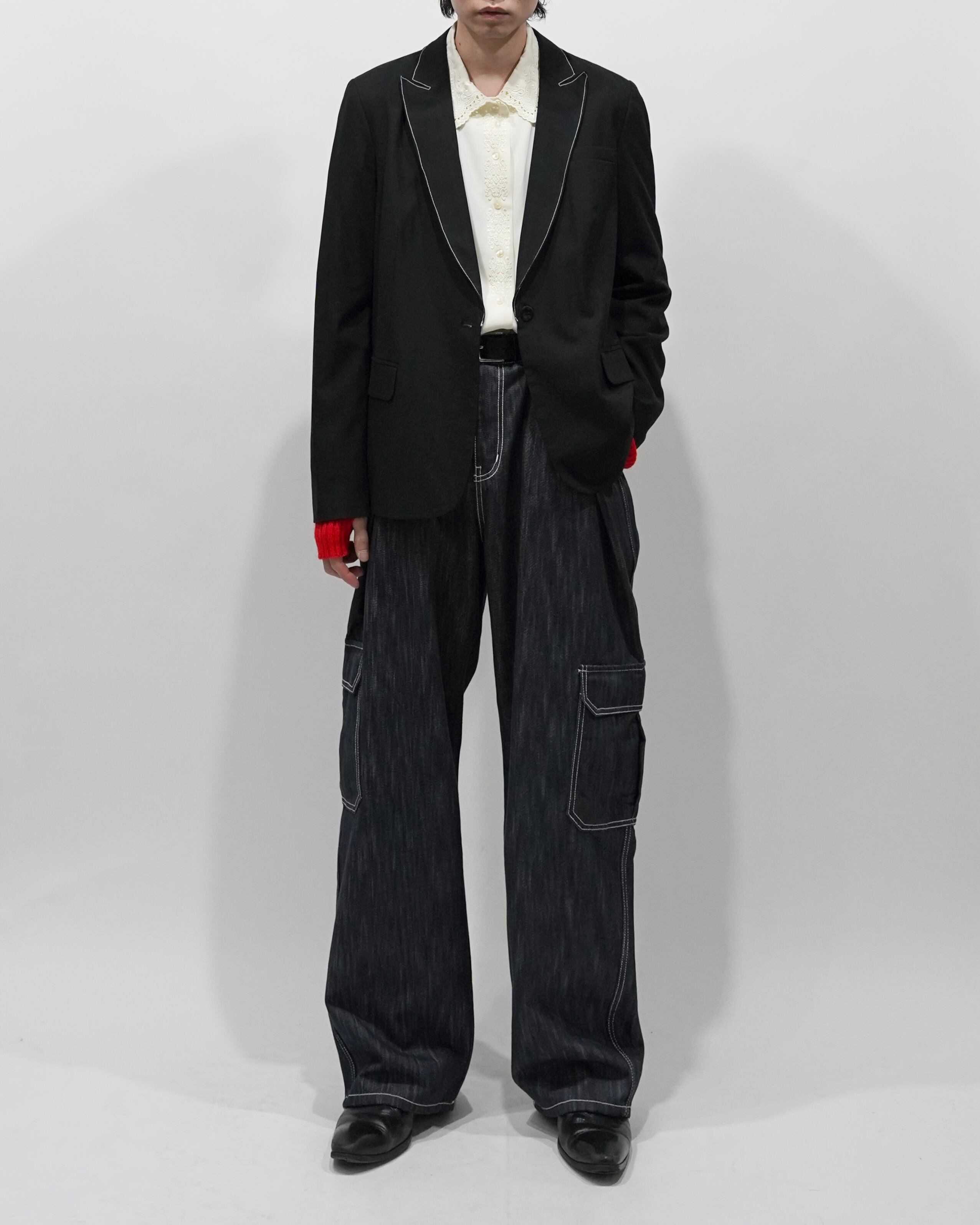 stitched cargo wide denim | Hype