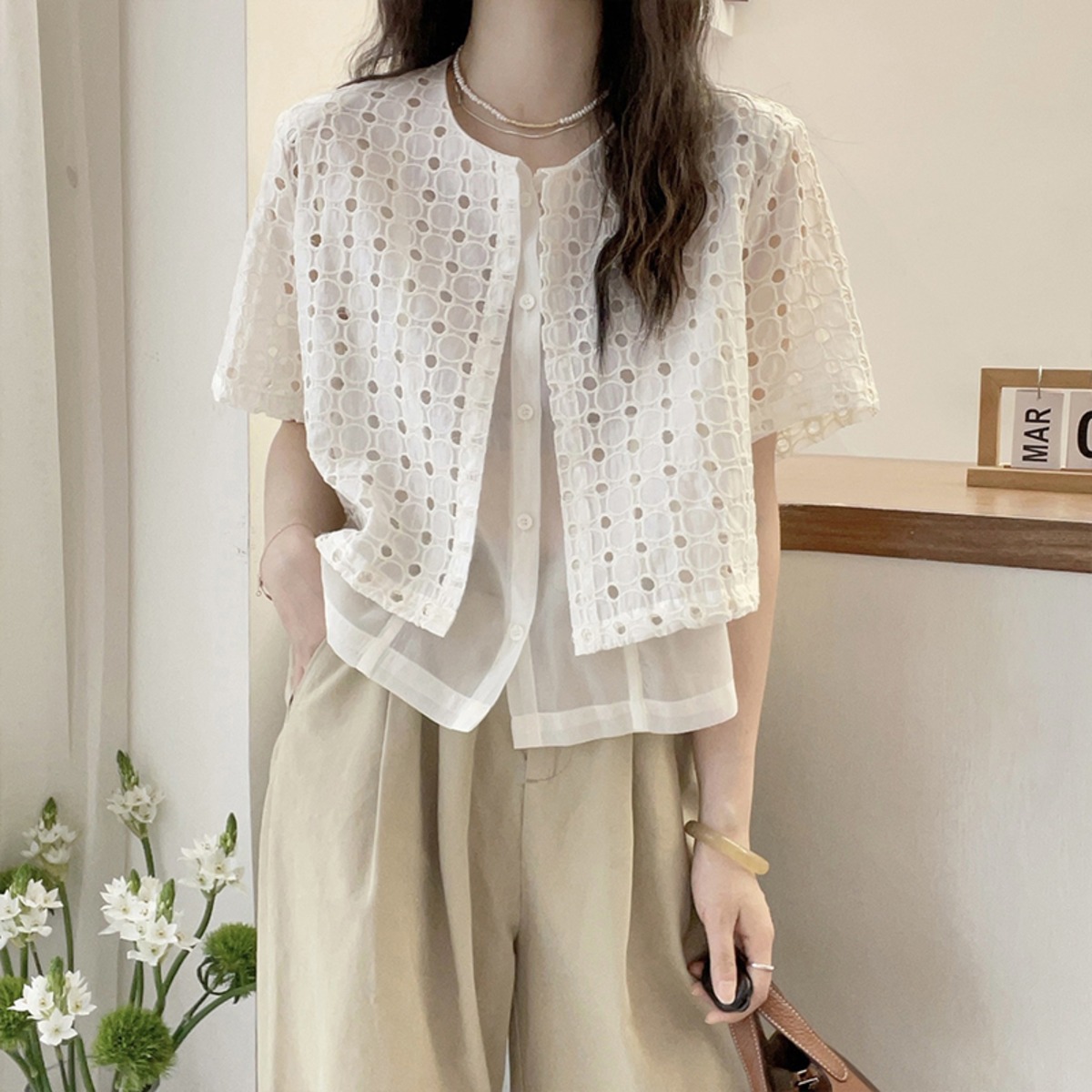 fake layered lace blouse 102539 | riglow