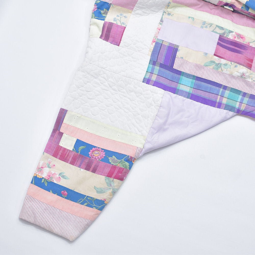 Vintage ハンドメイド 花柄 パッチワーク デザイン マオカラー風 Vintage ハンドメイド 花柄 パッチワーク デザイン マオカラー風
