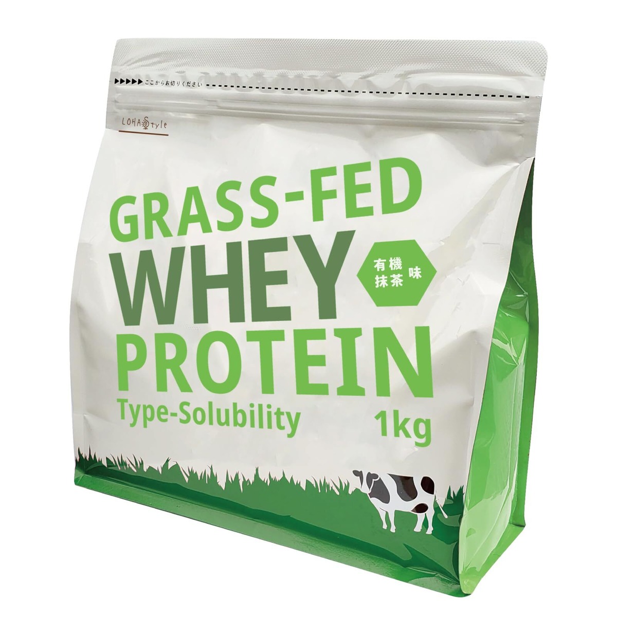 LOHAStyle(ロハスタイル) サッと混ざる グラスフェッドホエイプロテイン 抹茶1kg 人工甘味料不使用 WPC 無添加 牛成長ホルモン不使用 | kki2nd