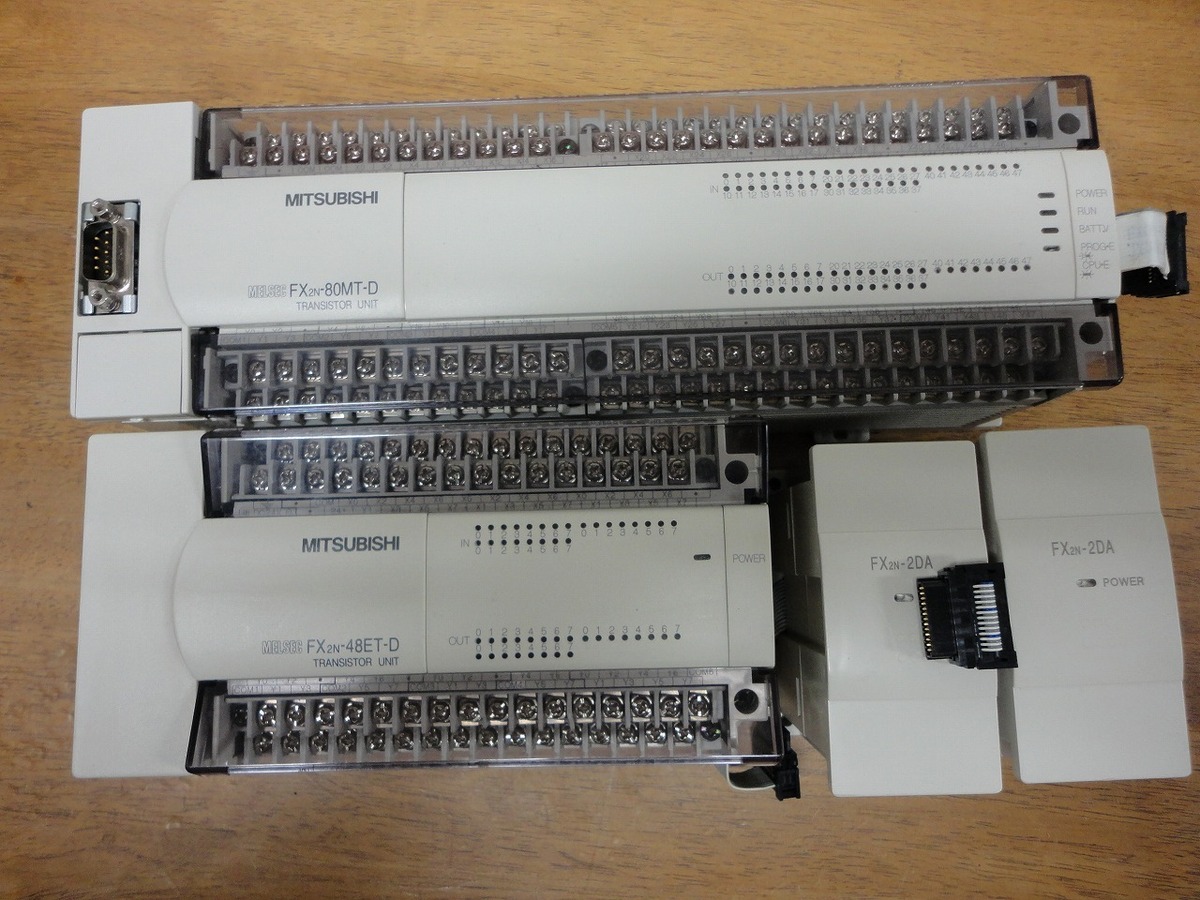 三菱電機 マイクロシーケンサ FX2N-80MT-D + FX2N-48ET-D + FX2N-2DA 2台（MSY-0095 ...