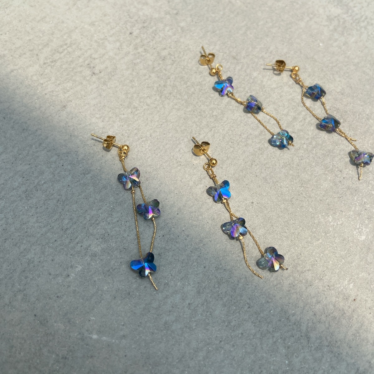 stainless butterfly crystal pierce | AKINAWAN