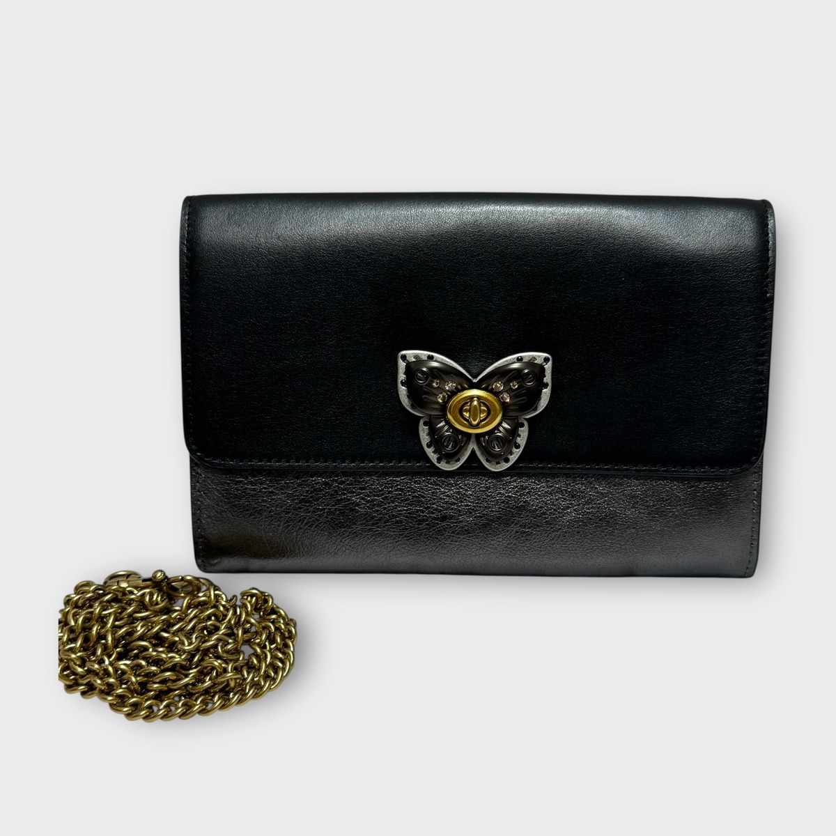 【A〜AB】美品！COACH コーチ マーロウ ターンロック バタフライ チェーン 2way ショルダーバッグ ショルダーウォレット ...