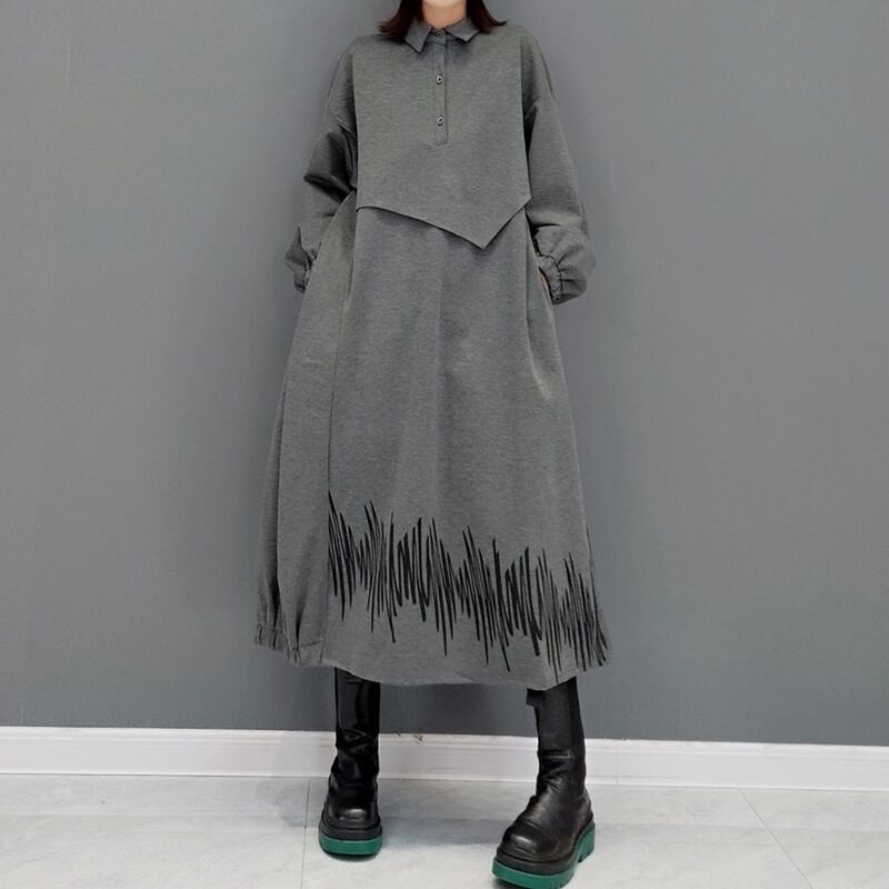 chest stitch simple medium length dress a1143 | Pay ID