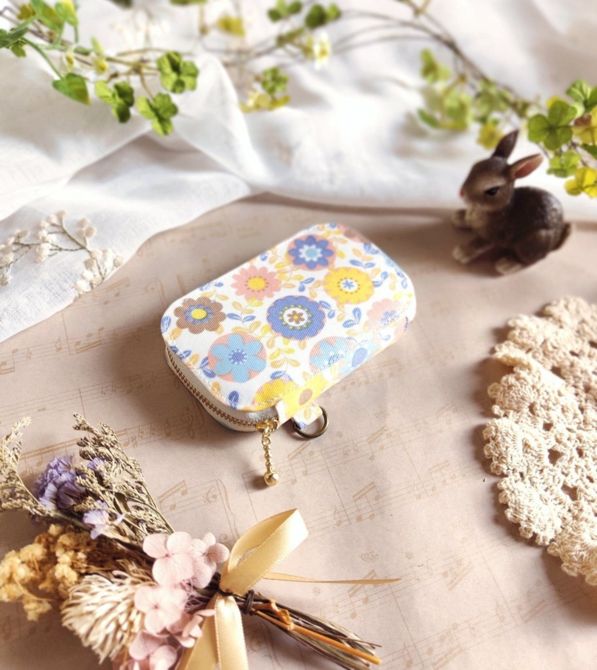 ラミネート ラウンドファスナーキーケース(花柄) | Sou House