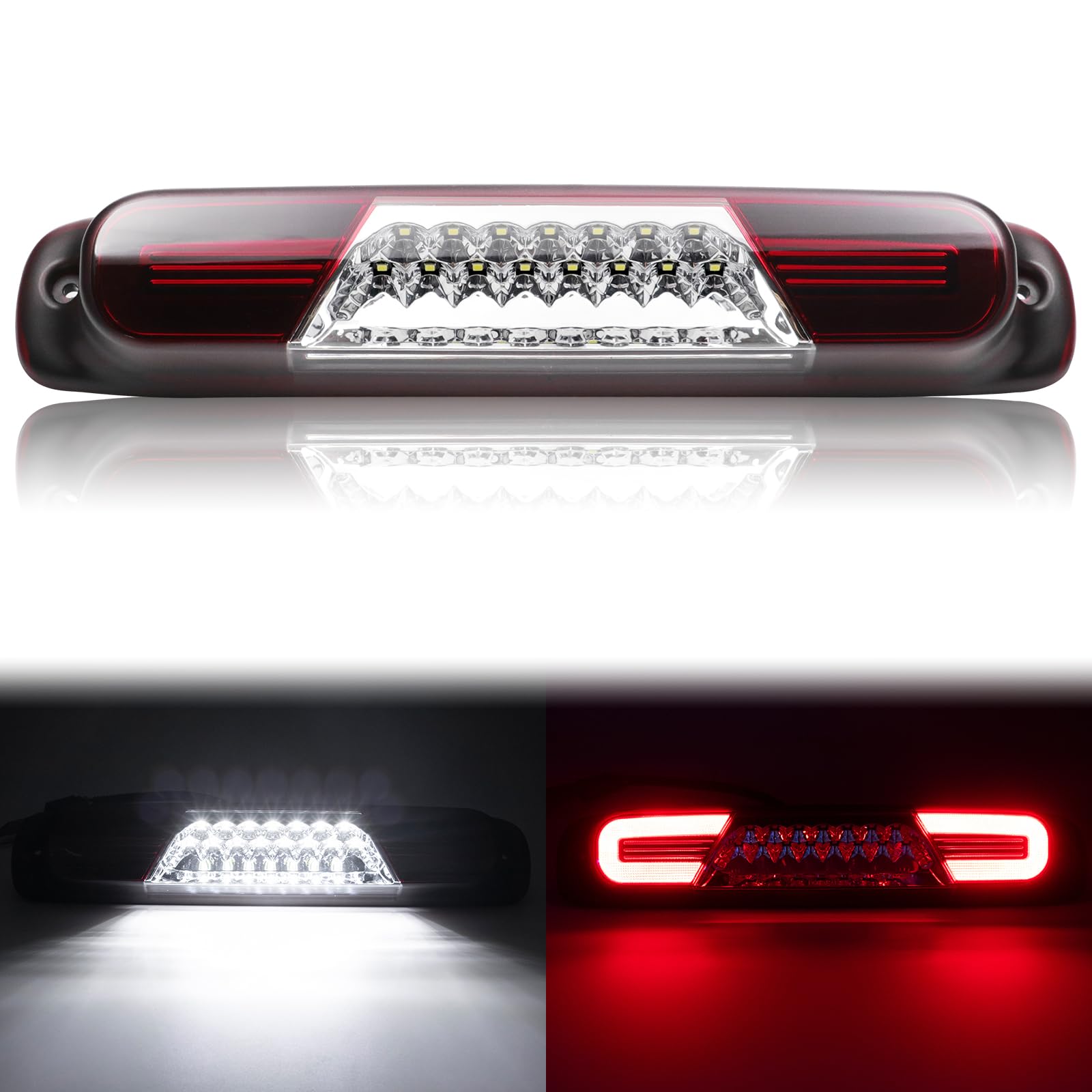 ShineFit LED 3番目の3番目のブレーキライトシルバードシエラ1500 2500 3500 HD 1999-2006リアハイマウント ...