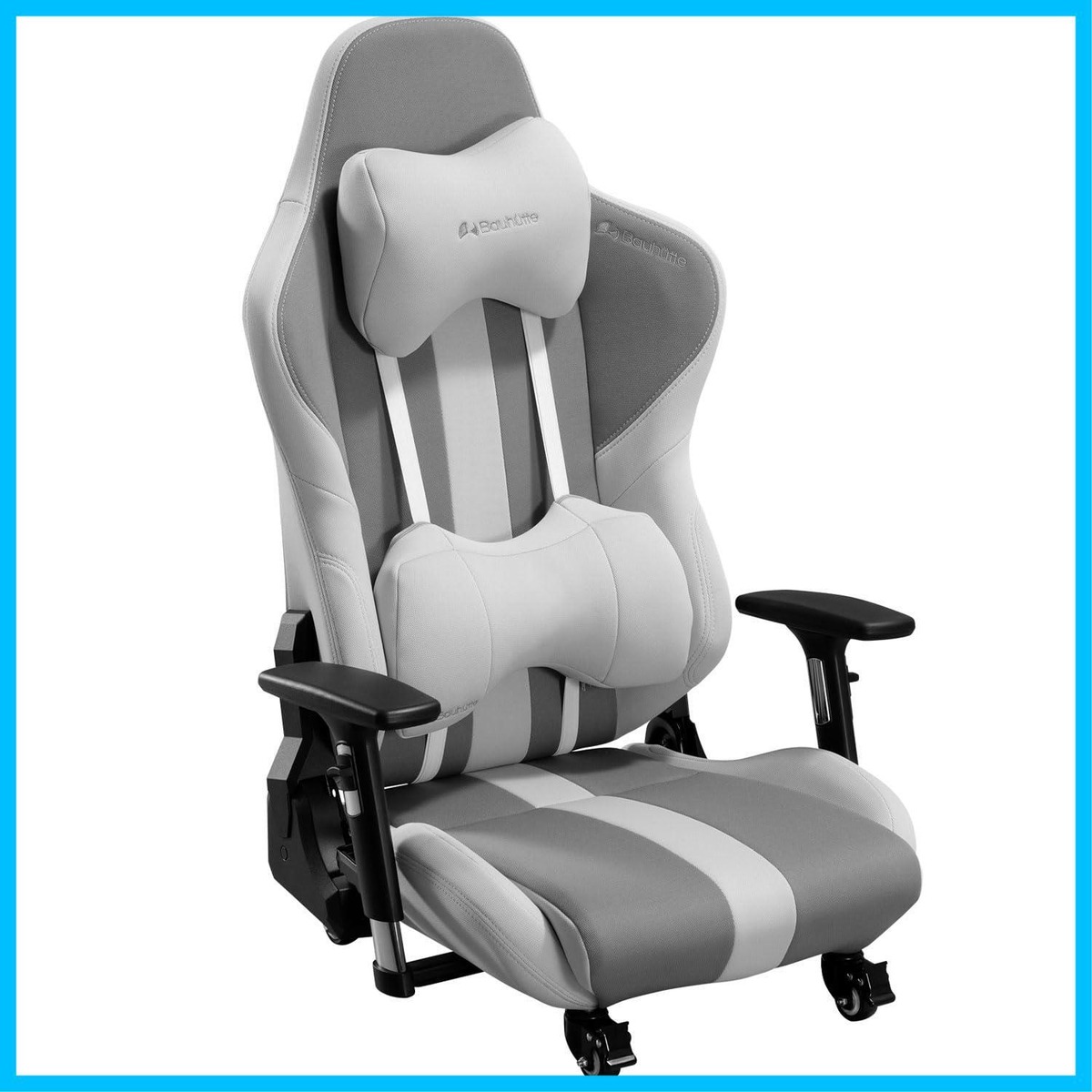 【在庫セール】Bauhutte(バウヒュッテ) ゲーミング座椅子 GX-551-WH ファブリック リクライニング 3Dアームレスト ランバーサポート ロッキング機能 ホワイト | ROOMin