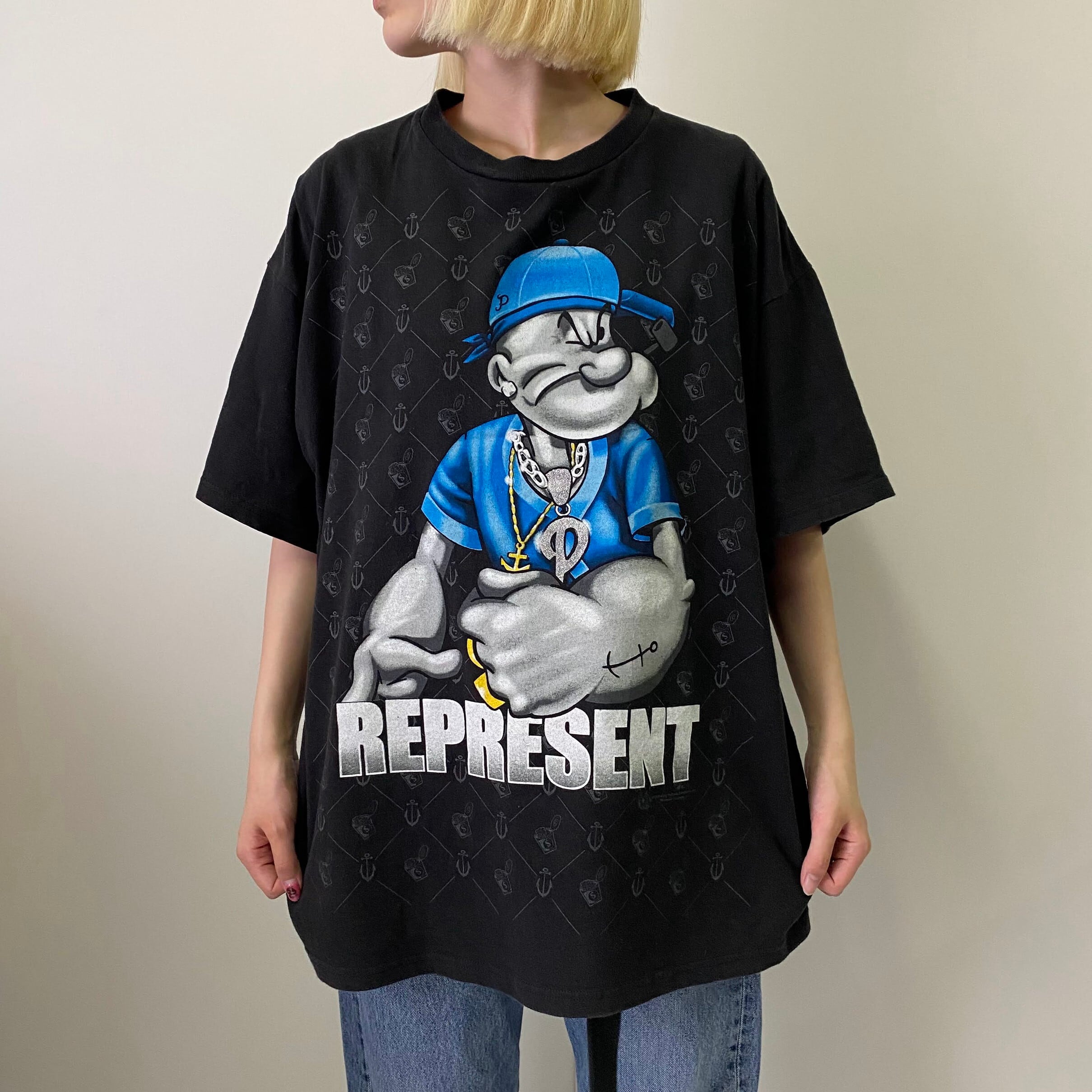 【新入荷SALE対象外】00年代 POPEYE ポパイ ヒップホップ キャラクタープリントTシャツ メンズXL 古着 00s ヴィンテージ ...