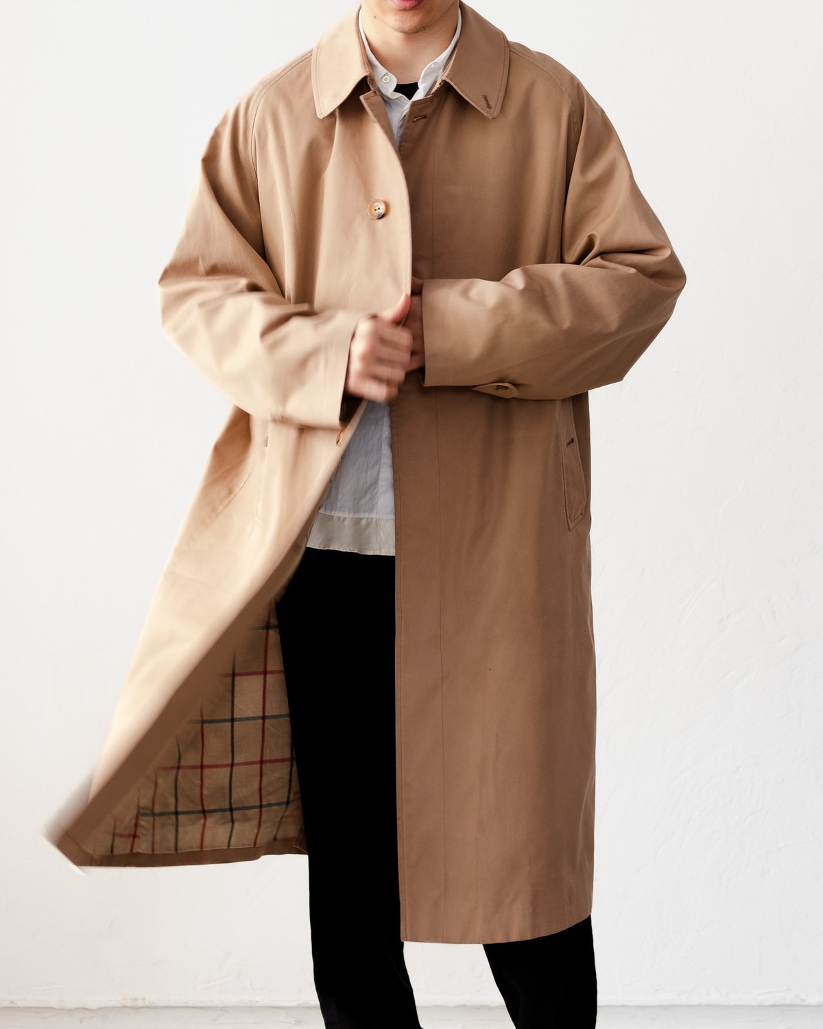 [70's] "Burberrys" Terylene Cotton 1 Panel Sleeve Balmacaan Coat (made ...