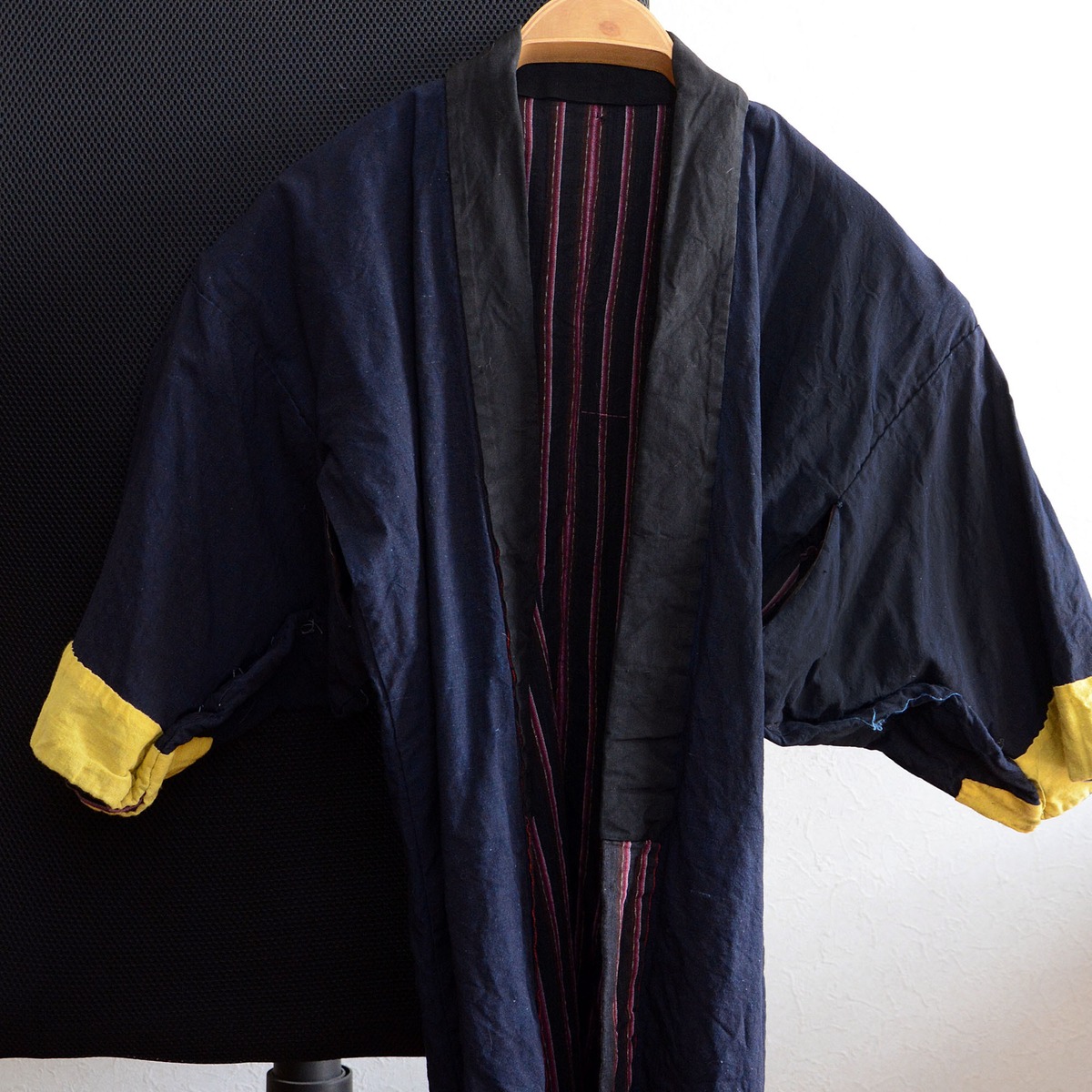 Noragi Haori Indigo Kimono Jacket Japanese Fabric Cotton Vintage Shima ...