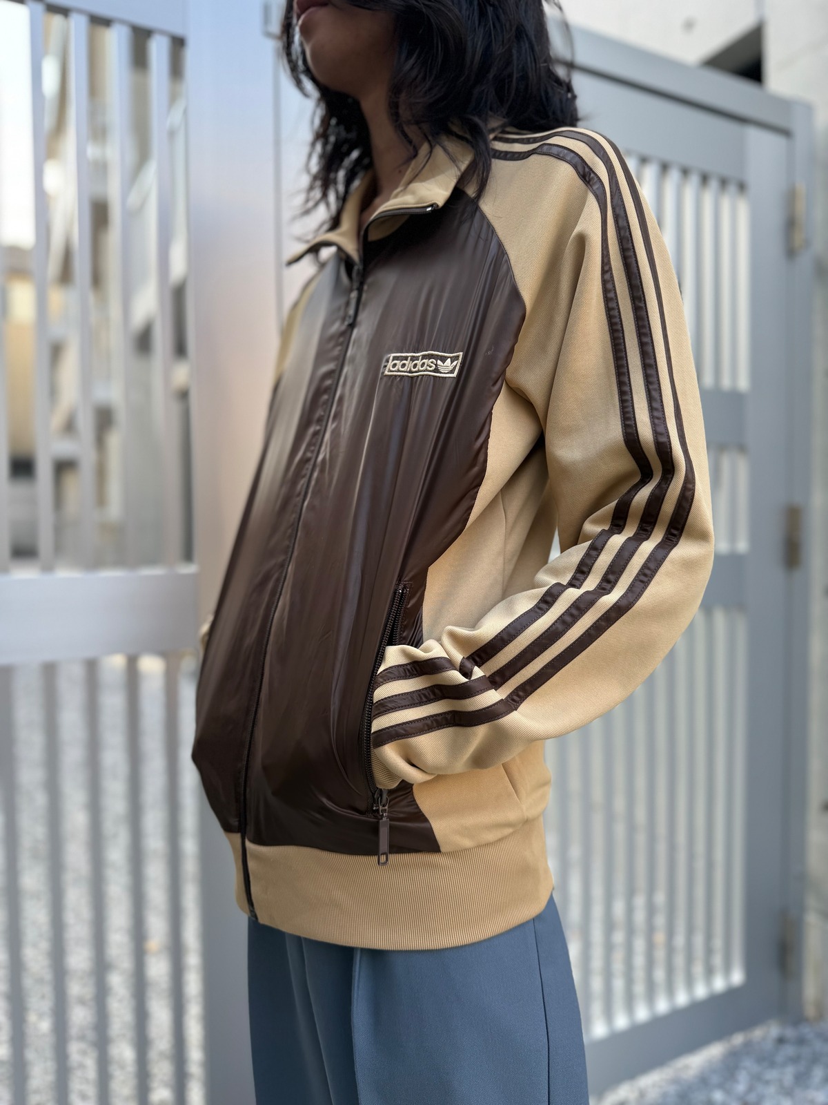 90s Adidas good color Track Jaket (Brown × Beige) | mesen