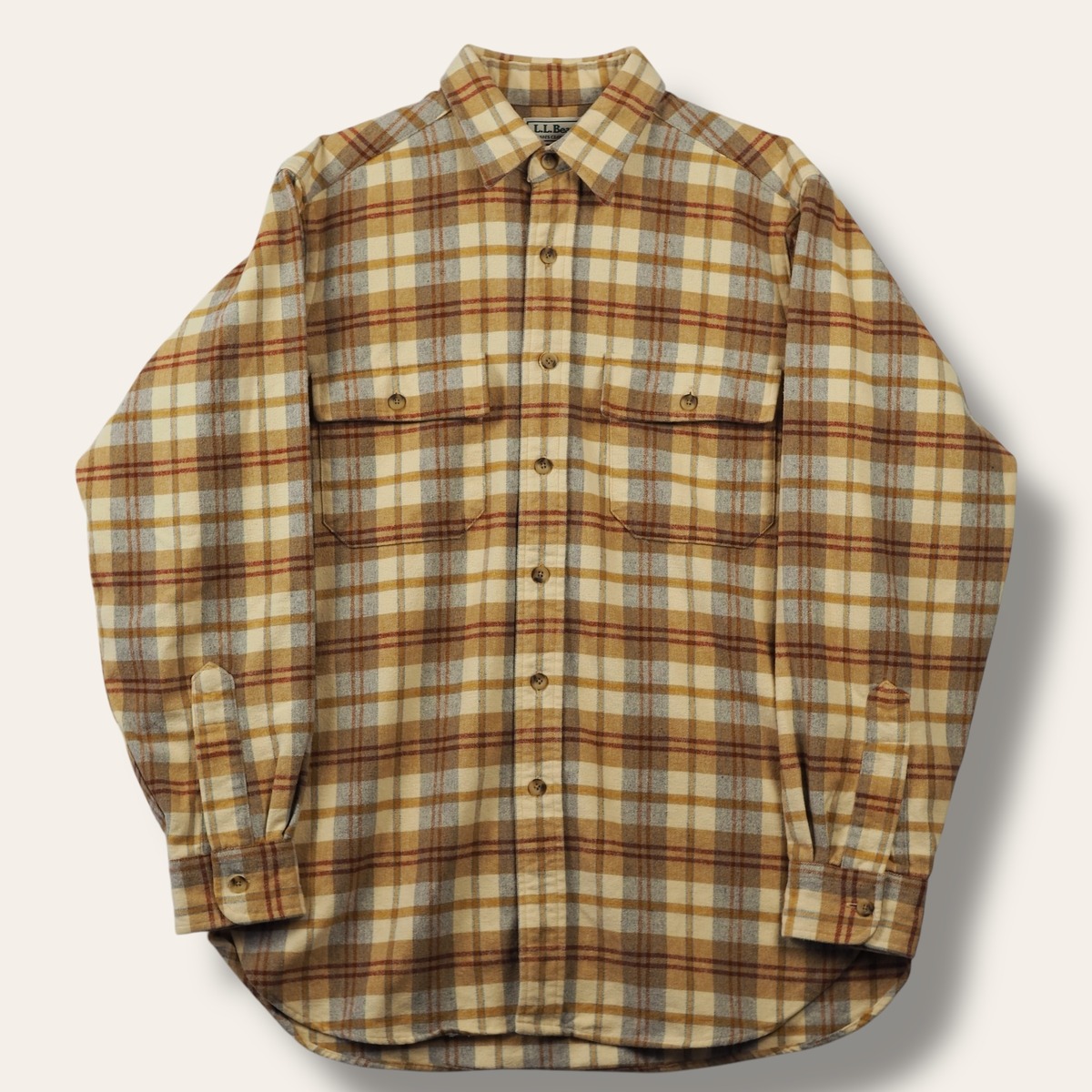 80〜90s L.L.Bean chamois cross plaid pattern shirt | used clothing inago