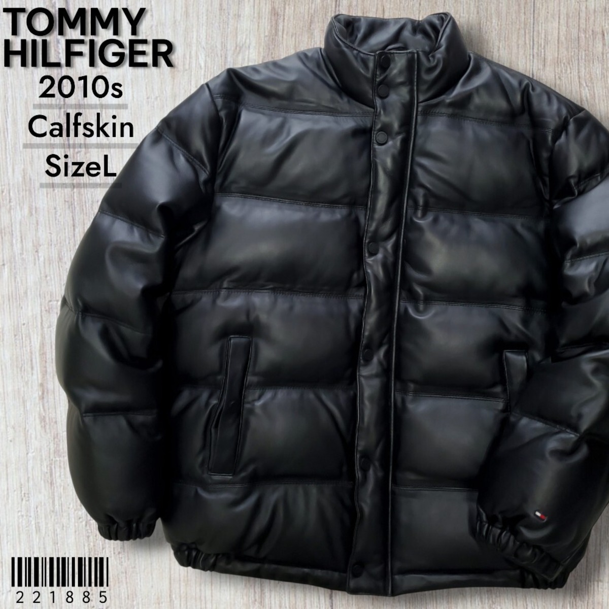 TOMMY HILFIGER トミーヒルフィガー 極美品 2010s Exclusive 限定 牛革 カーフスキン レザー ダウンジャケット ...