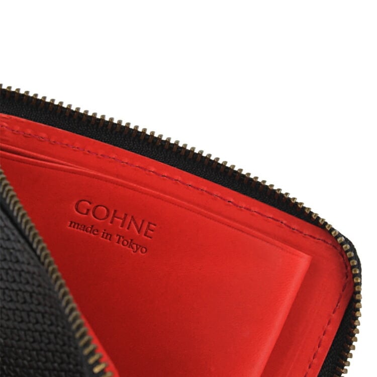 イタリア産 バケッタレザー / 本革 折財布 / L字ファスナー / M1901