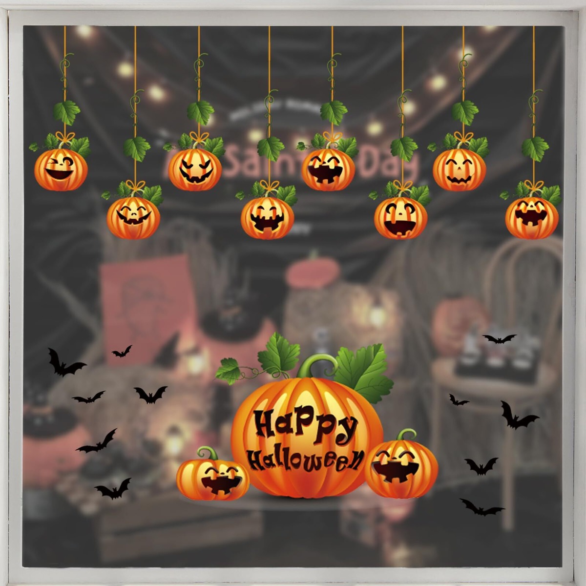 【Charming Club】ウォールステッカー ハロウィン 飾り 静電気ステッカー 窓シール デコレーション 壁紙 ガラス シール式 カボチャ コウモリ 剥がせる おしゃれ 装飾 diy ...