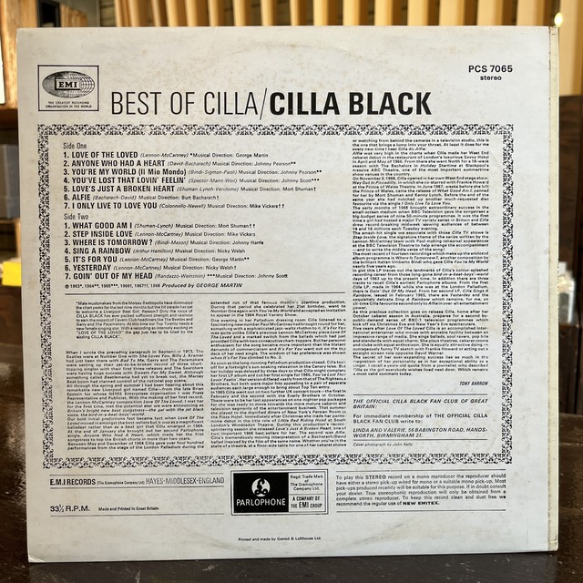 【LP】CILLA BLACK/The Best Of Cilla Black | SORC 中古アナログレコード専門店