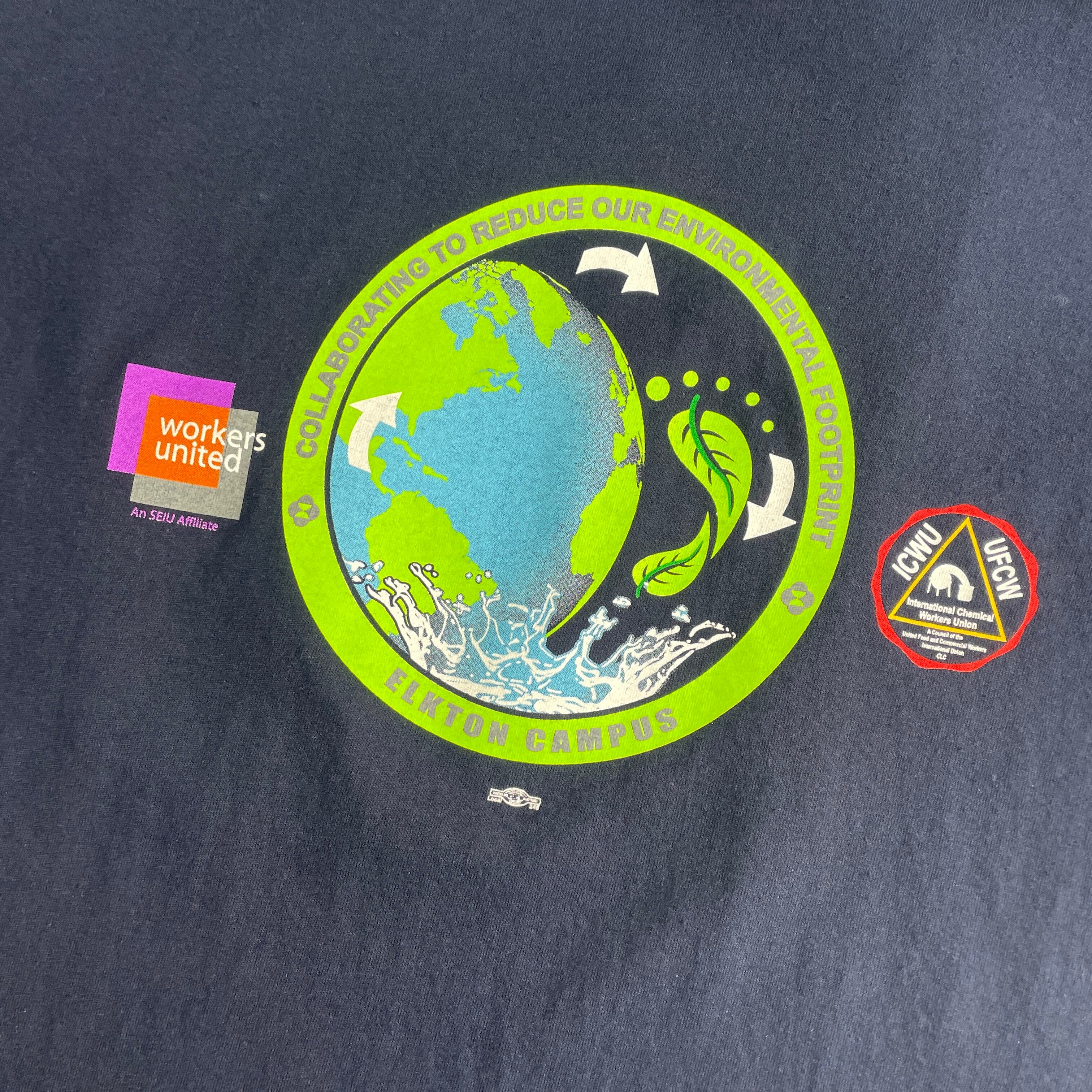 USA製 MERCK INVENTING FOR LIFE 企業ロゴ バックプリントTシャツ メンズXL 古着 胸ロゴ 両面プリント ネイビー ...