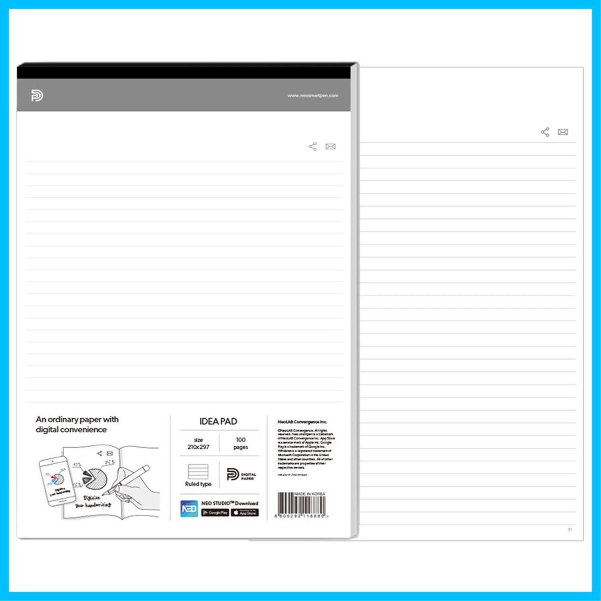 Neo smartpen〈書いてデジタル〉対応Nノート リーガルパッド A4 切取式 横罫 縦開き 100P【N ideapad アイディア ...
