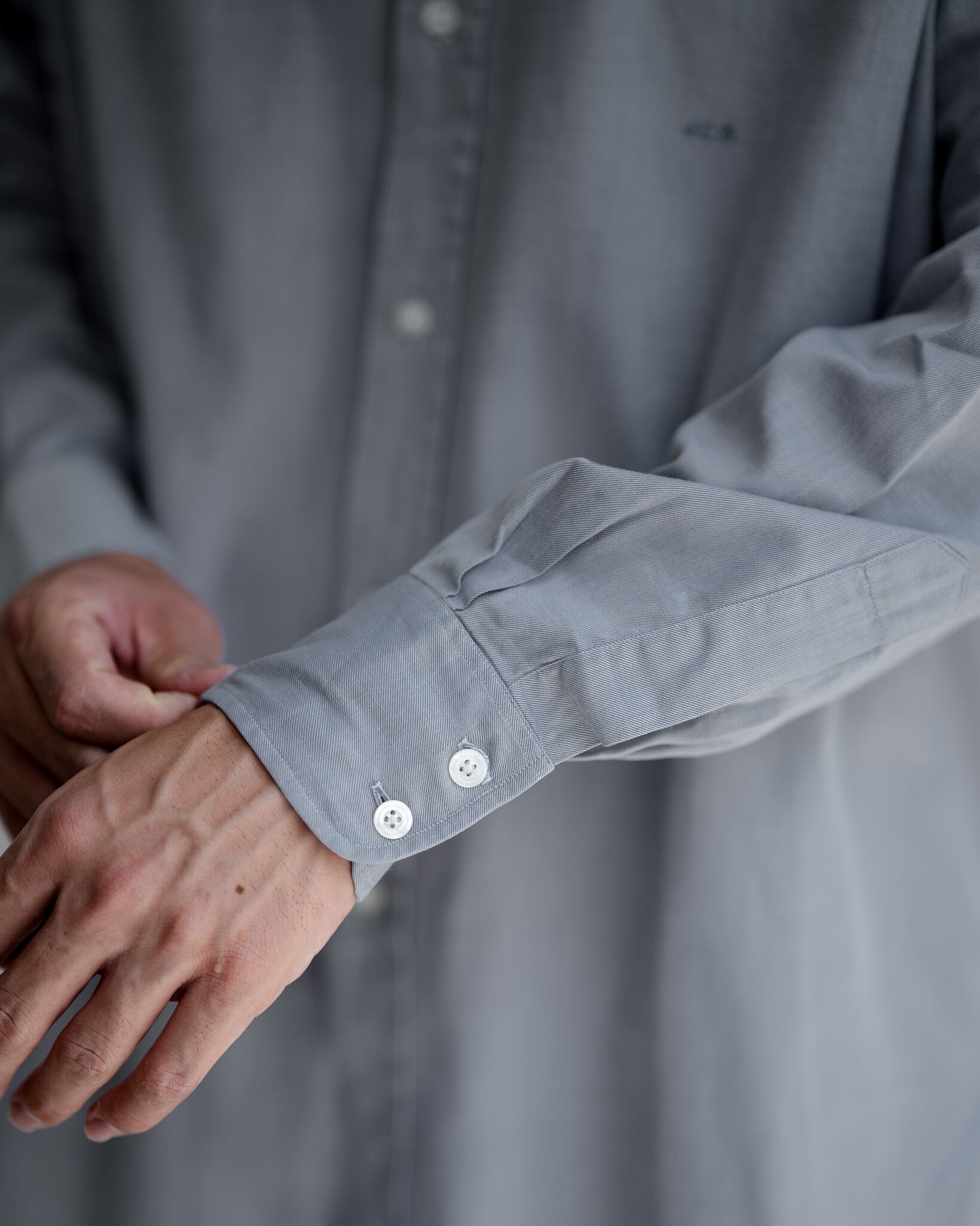 [80's~] "Charvet" BESPOKE MADE Grey Cotton Single Cuffs Shirt ...