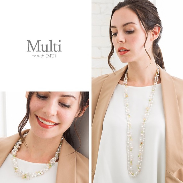 ネックレス ロング セット 二連 クリッカー ショートナー 淡水パール ローズ クォーツ シトリン 水晶 | purepoche