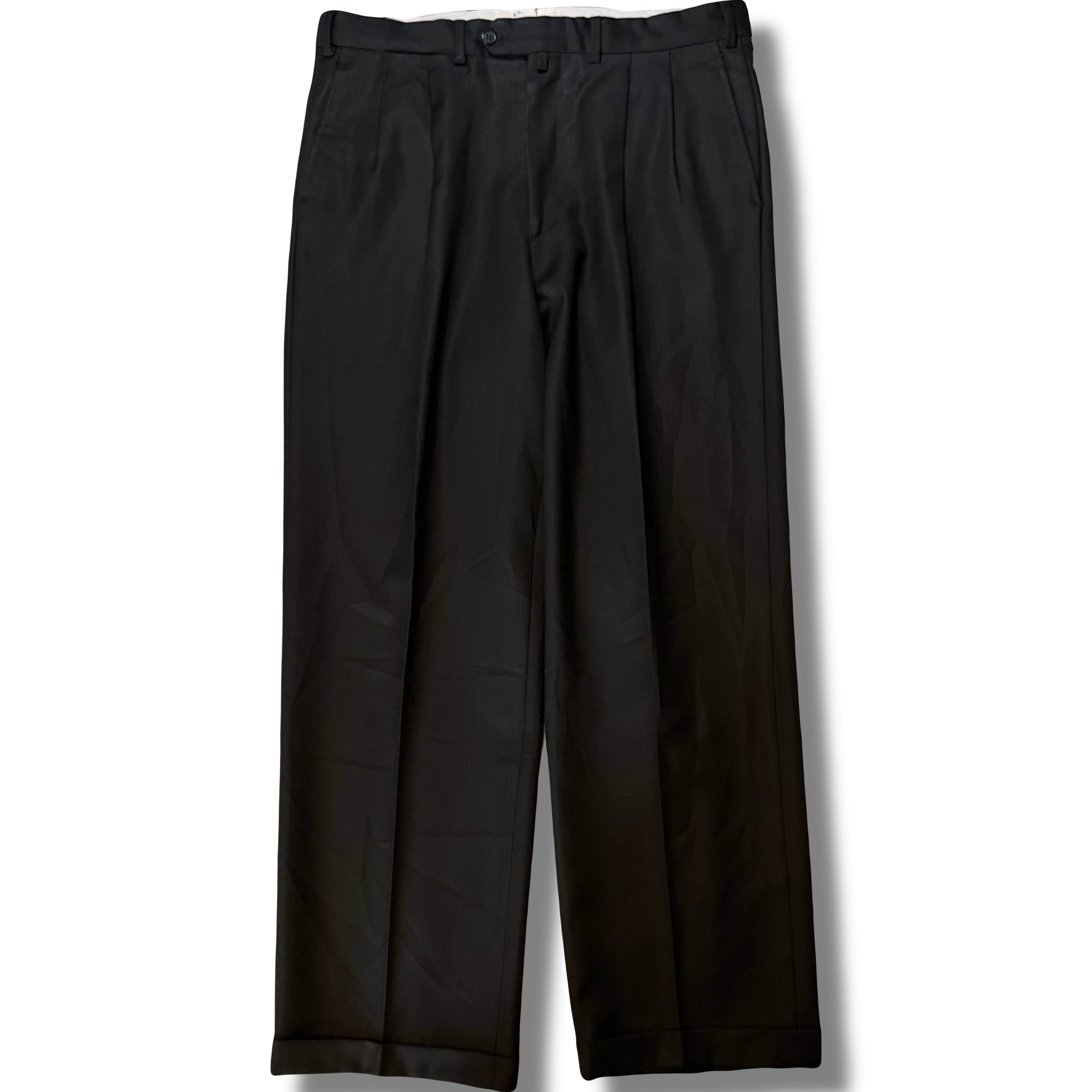 90s SARTORIA MENCHETTI 2Tuck Wool Gabardine Slacks "Black" | RIDDLE ...
