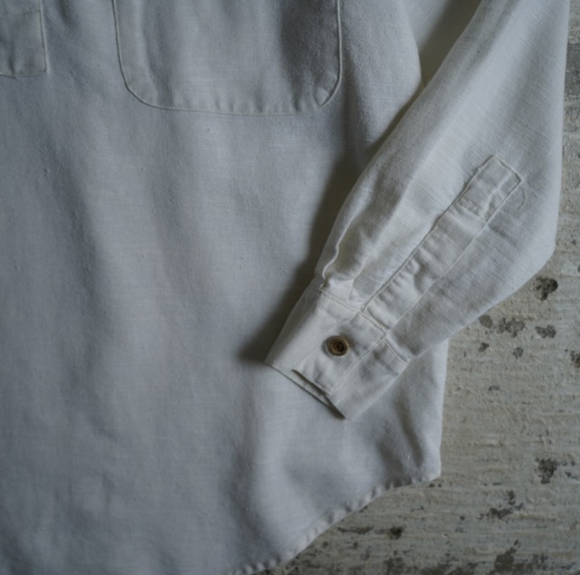 COTTON RAMIE BAND COLLAR SHIRT | Restairs