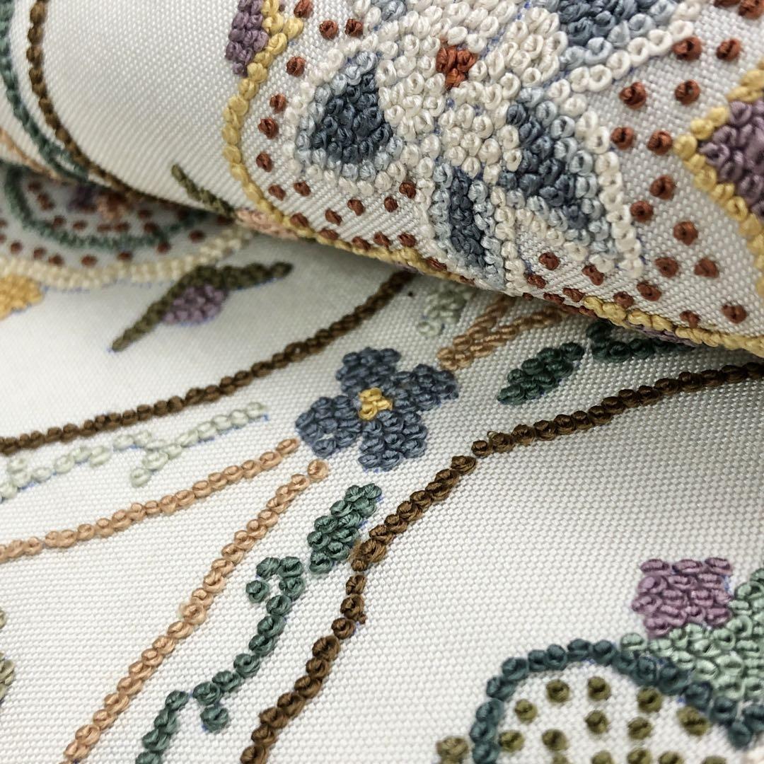 新品 高級 袋帯 正絹 括っ 六通柄 相良刺繍 総刺繍 中国刺繍 約140 新品 高級 袋帯 正絹 括っ 六通柄 相良刺繍 総刺繍 中国刺繍 約140
