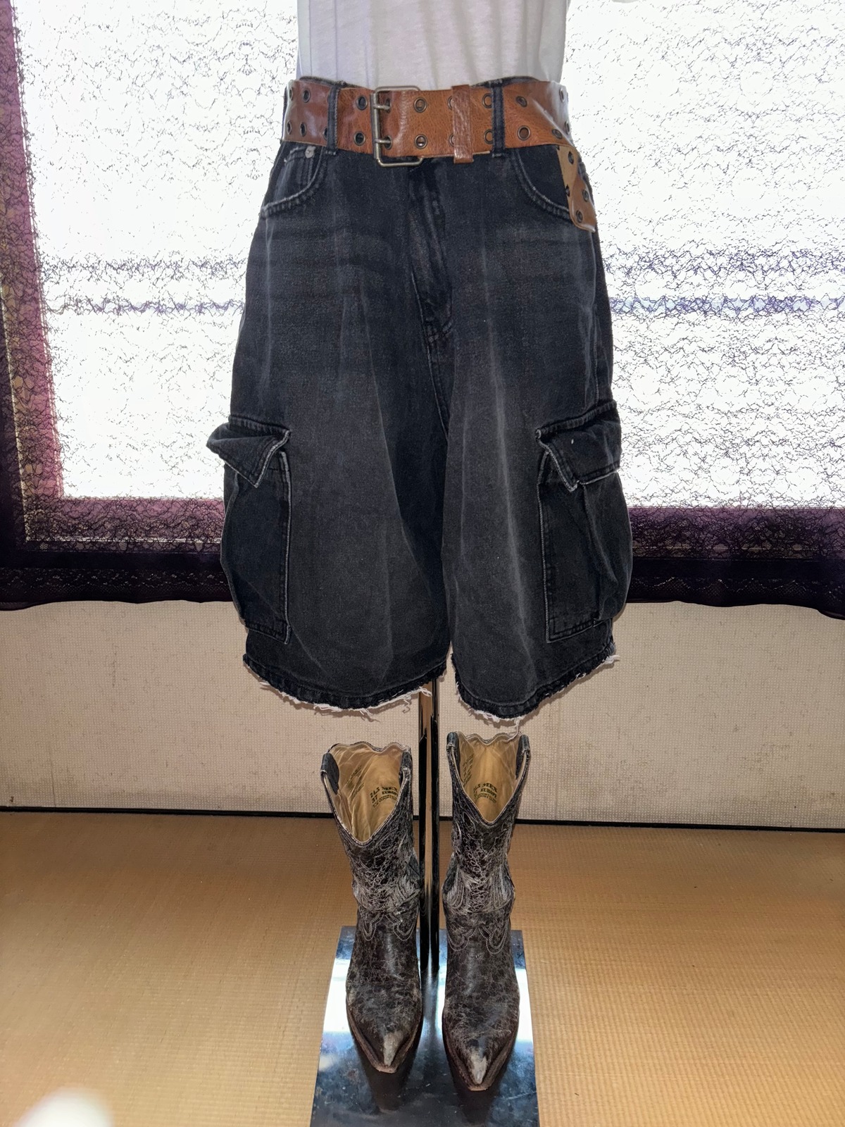 【Lilxwavy】 denim wide half pants | Huhhm tasty
